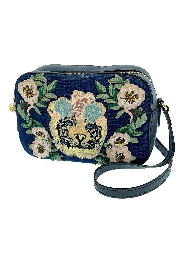 Gucci 100% Canvas Blue Denim Flower Tiger Camera Bag One Size - 44% off ...