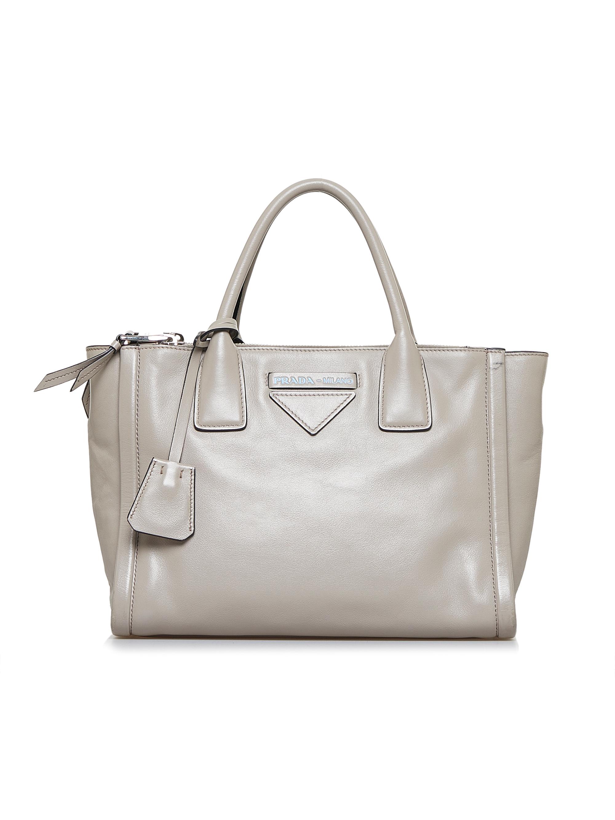 Prada 100% Calf Leather Gray Vitello Daino Concept Satchel One Size ...