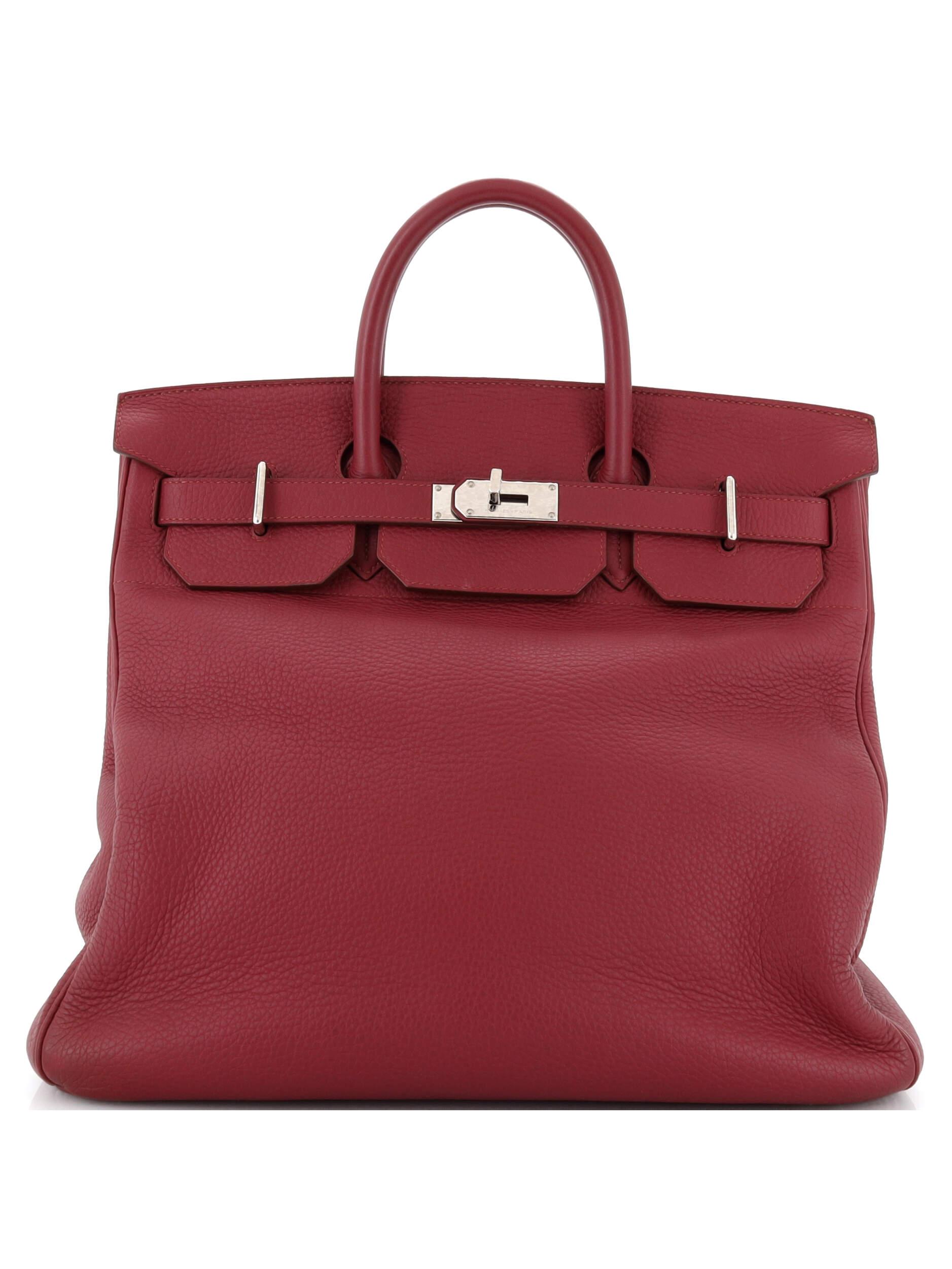 Hermès 100% Leather Red HAC Birkin Bag Red Togo with Palladium Hardware ...