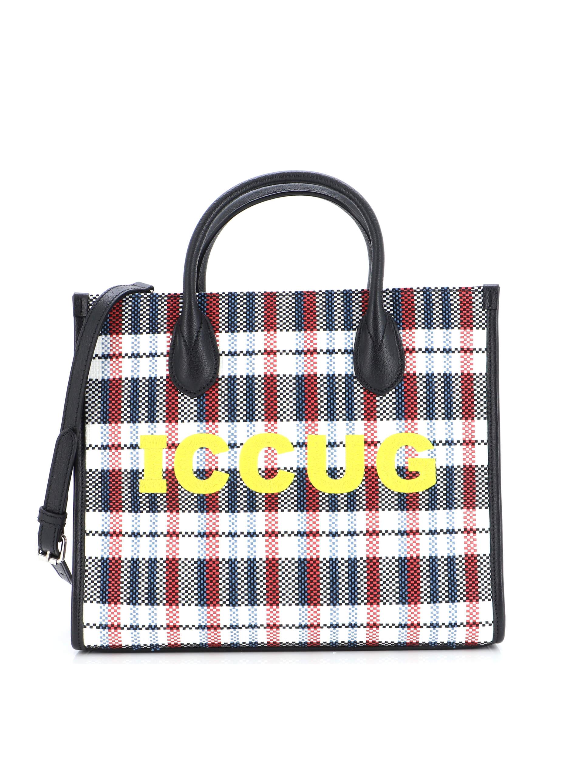 Gucci Multi Color ICCUG Tote Embroidered Faux Raffia Small One Size ...