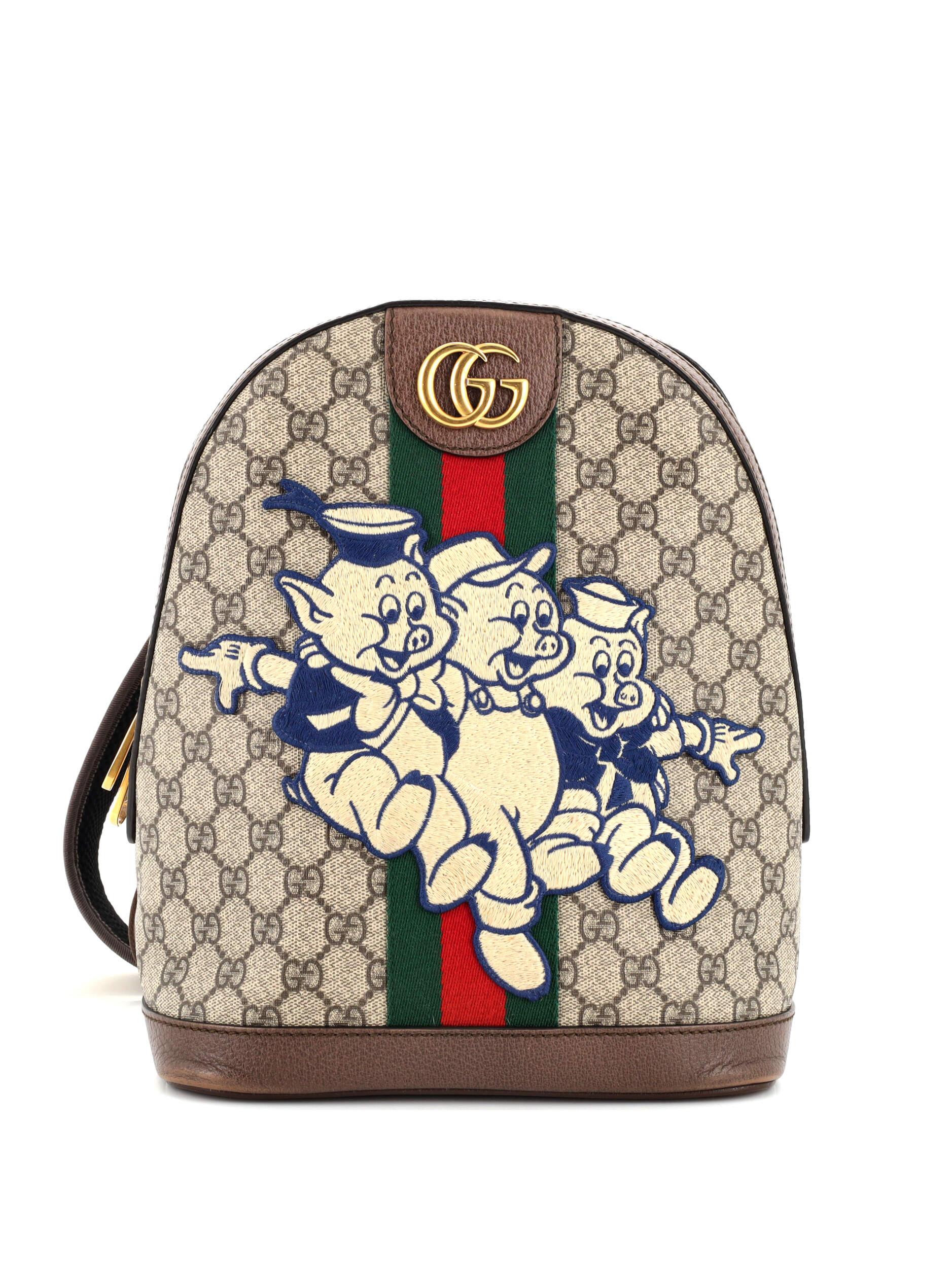 Gucci 100% Coated Canvas Brown Disney Three Little Pigs Ophidia ...