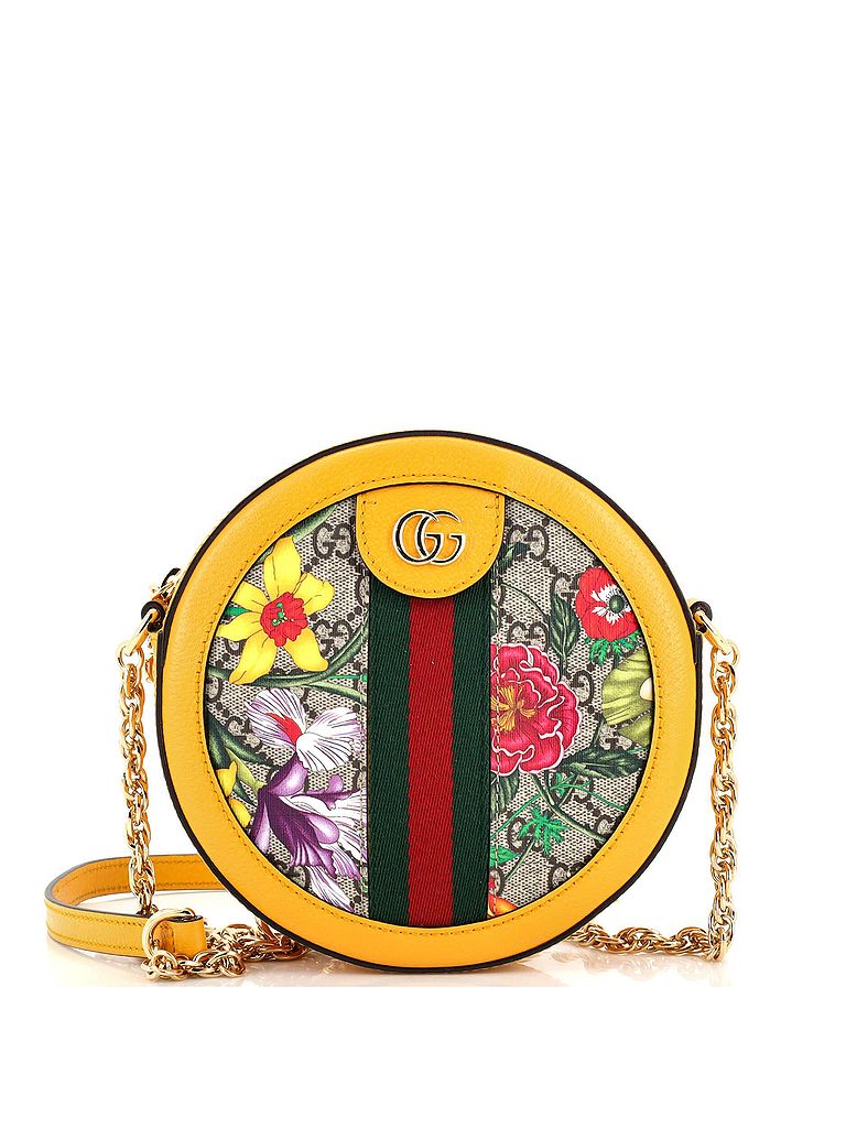 Gucci 100% Coated Canvas Multi Color Ophidia Round Shoulder Bag Flora ...
