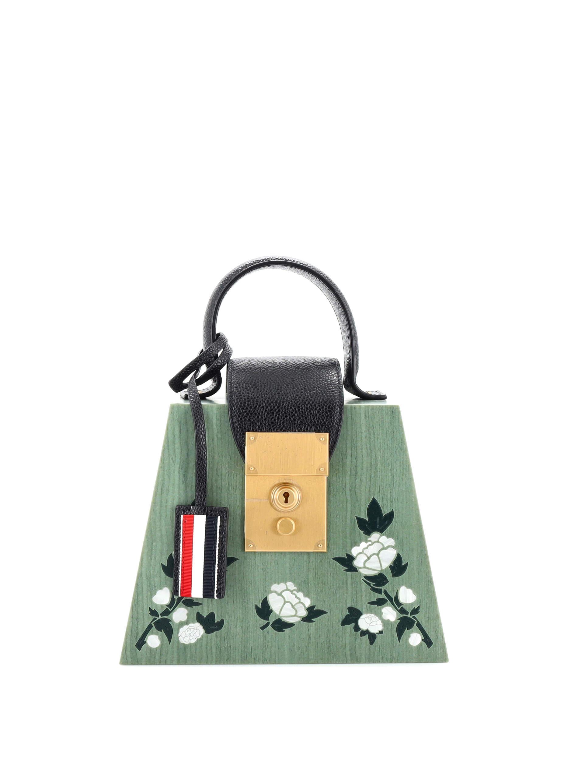 Thom Browne Green Mrs.Thom Box Bag Leather with Resin and Mother of ...