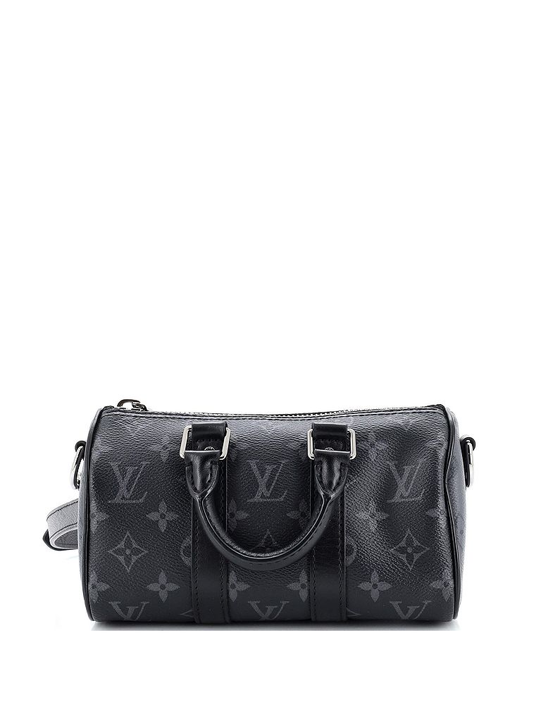 Louis Vuitton 100% Coated Canvas Black Keepall Bandouliere Bag Reverse Monogram Eclipse Canvas ...