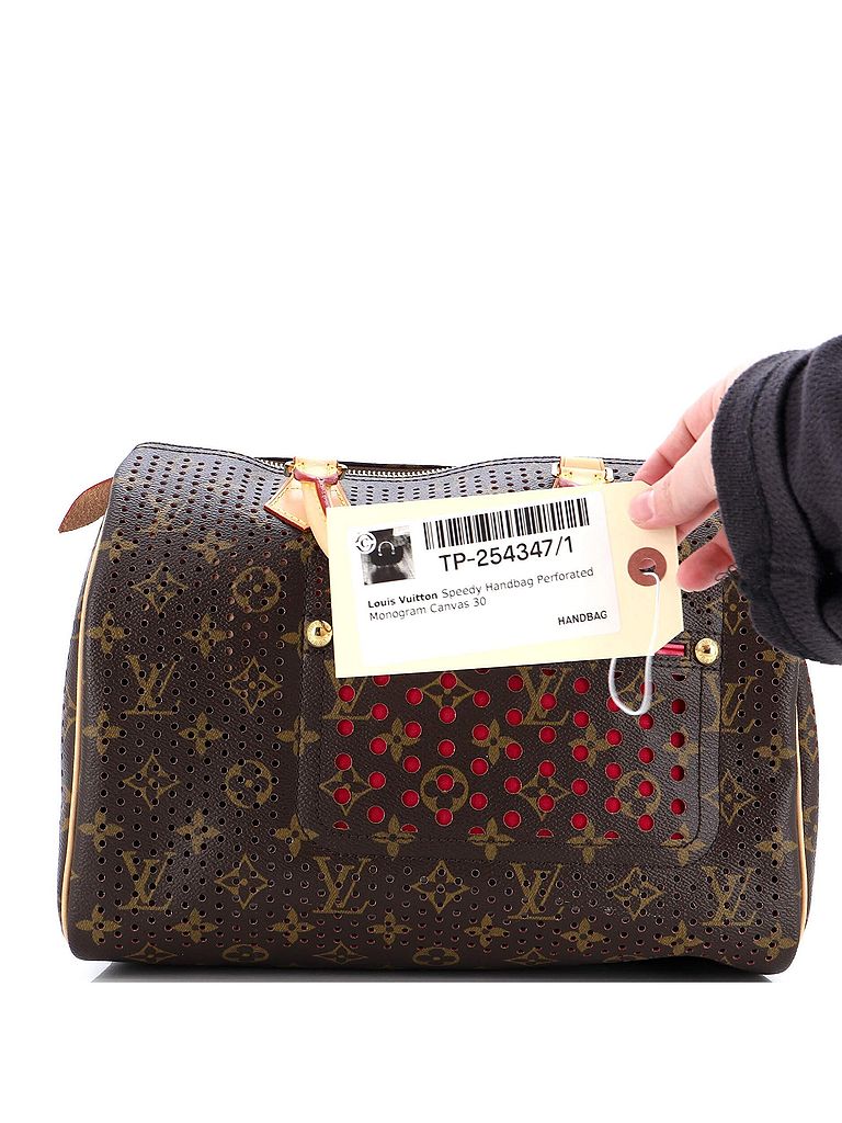 Louis Vuitton 100% Coatead Canvas Brown Speedy Handbag Perforated Monogram Canvas 30 One Size ...