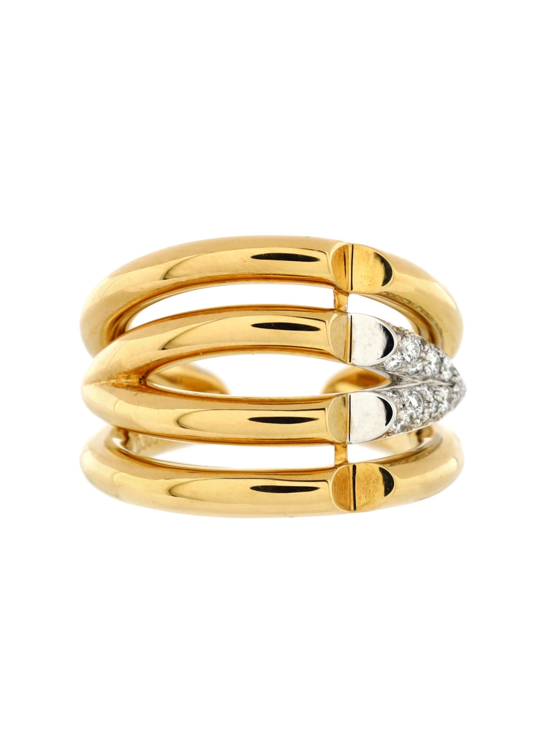 Louis Vuitton Yellow Volt Upside Down Ring 18K Yellow and White Gold with Diamonds One Size - 16 ...