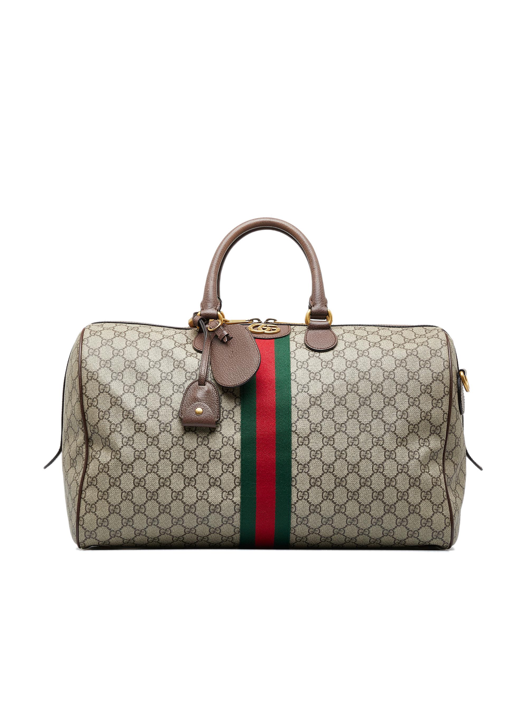 Gucci 100% Coated Canvas Brown GG Supreme Ophidia Boston Bag One Size ...