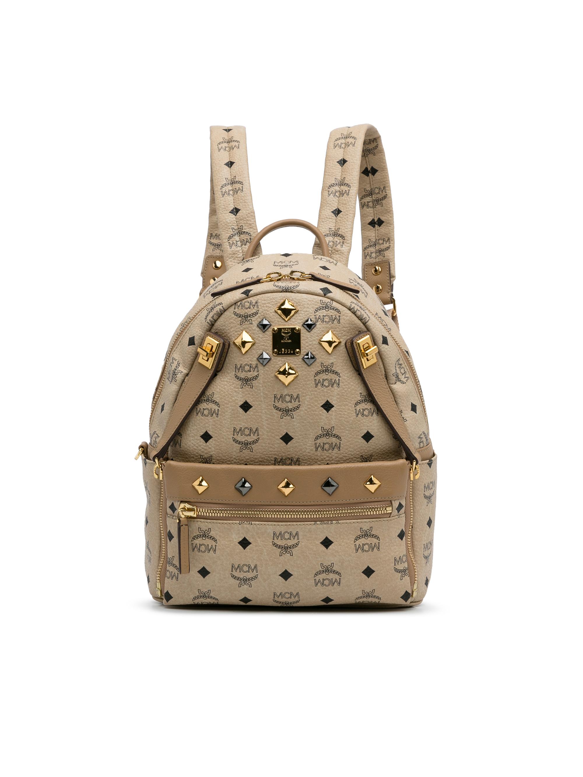 MCM 100% Coated Canvas Brown Visetos Stark Dual Backpack One Size - 46% ...