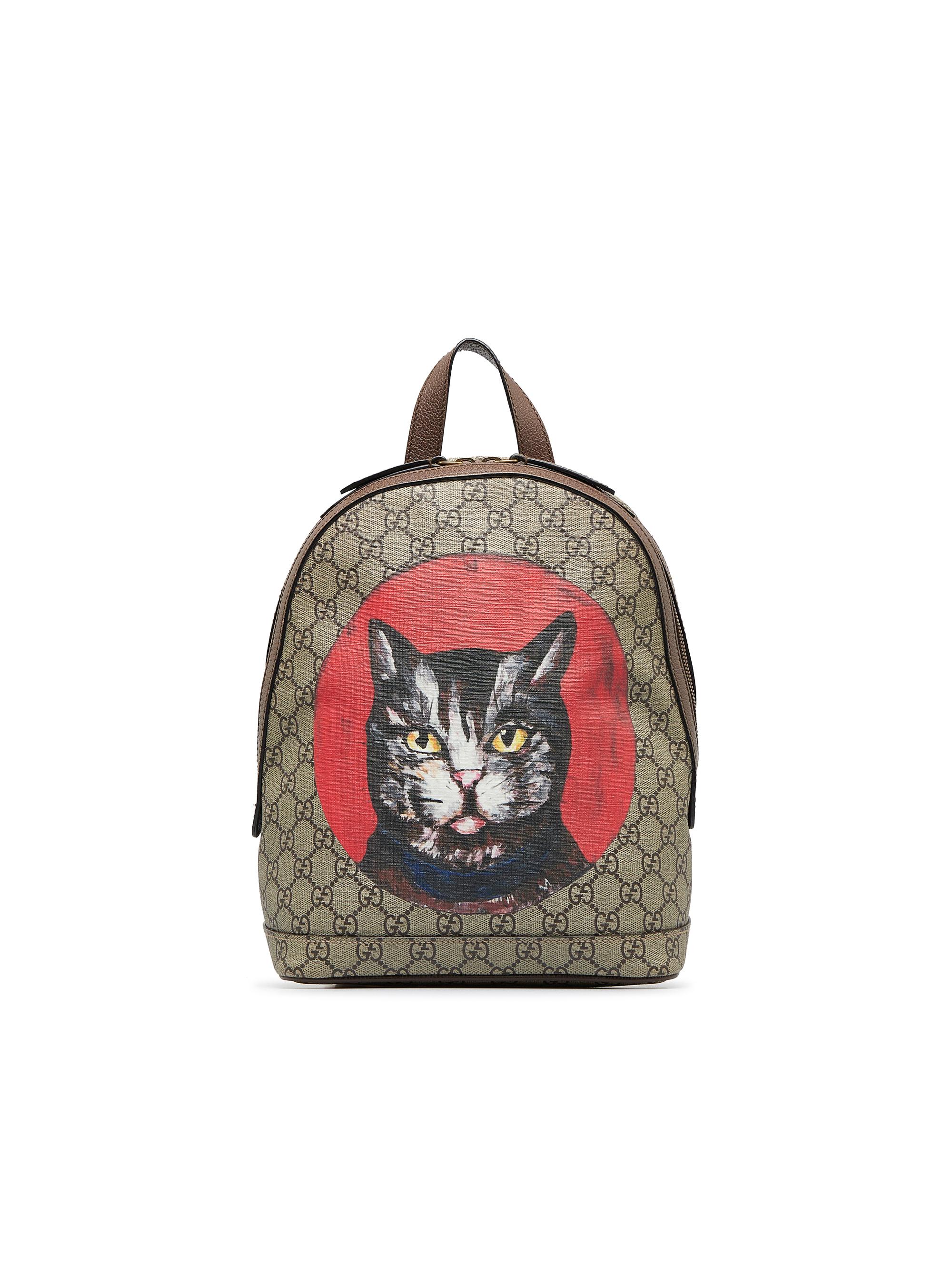 Gucci 100% Coated Canvas Brown GG Supreme Mystic Cat Backpack One Size ...