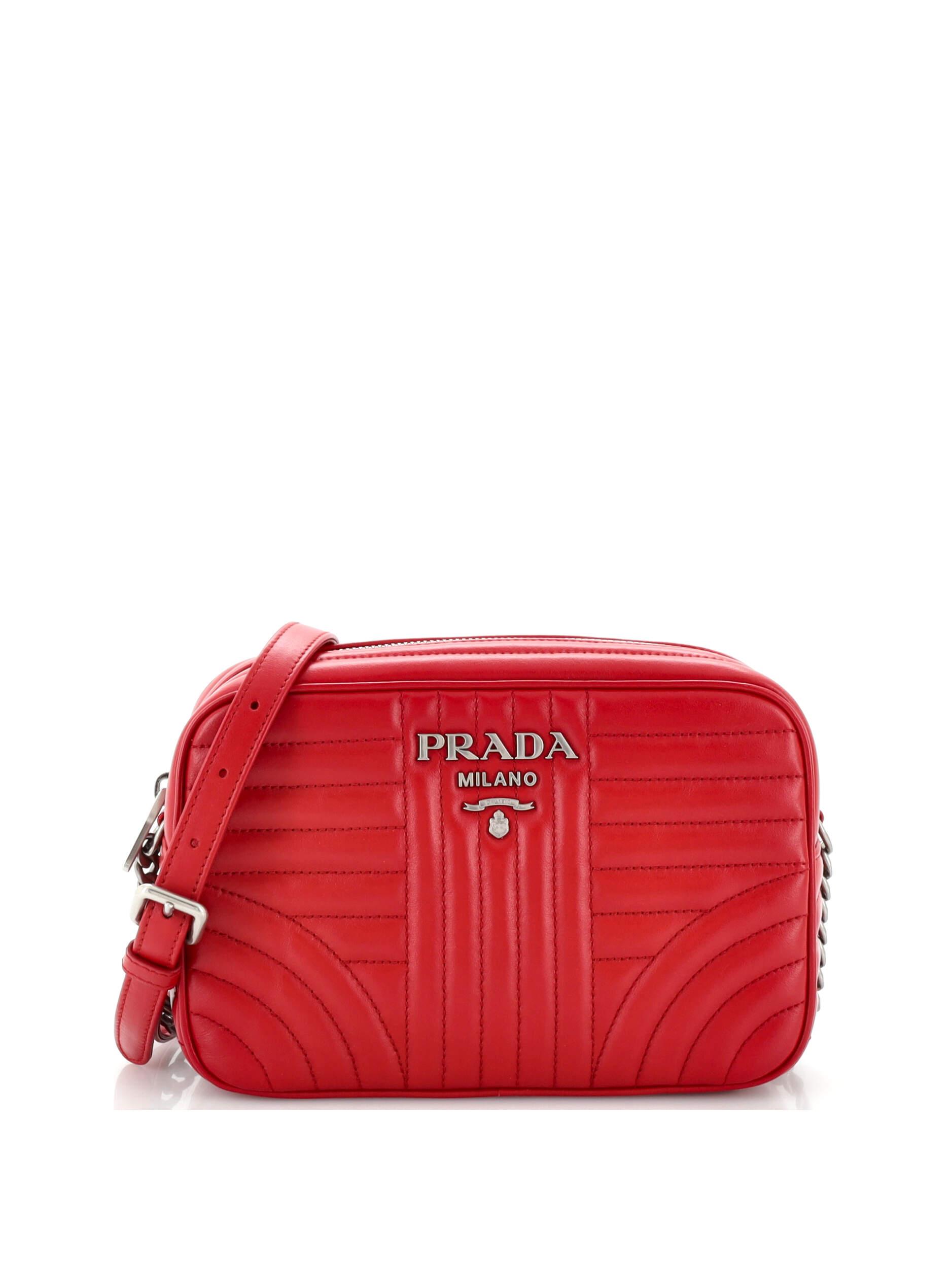 Prada 100% Leather Red Camera Bag Diagramme Quilted Leather Small One Size - -21% off | thredUP