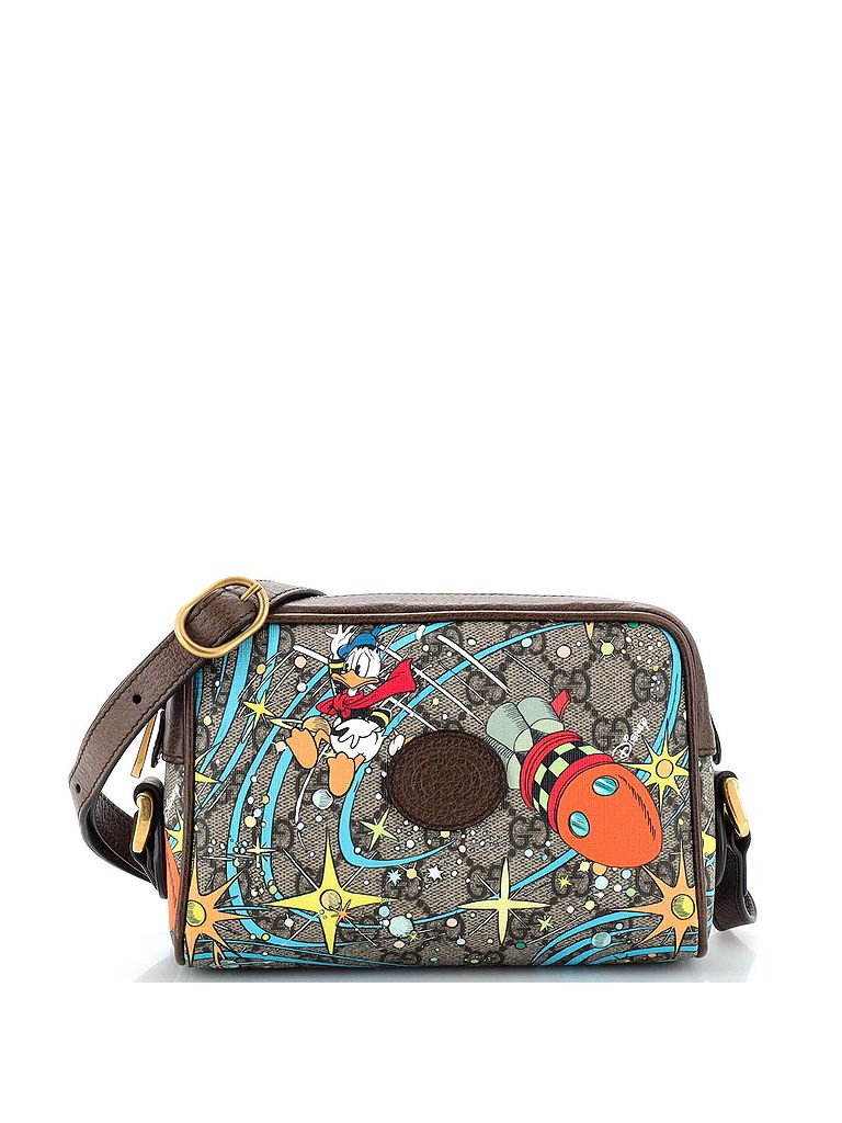 Gucci 100% Coatead Canvas Brown Disney Donald Duck Shoulder Bag Printed ...