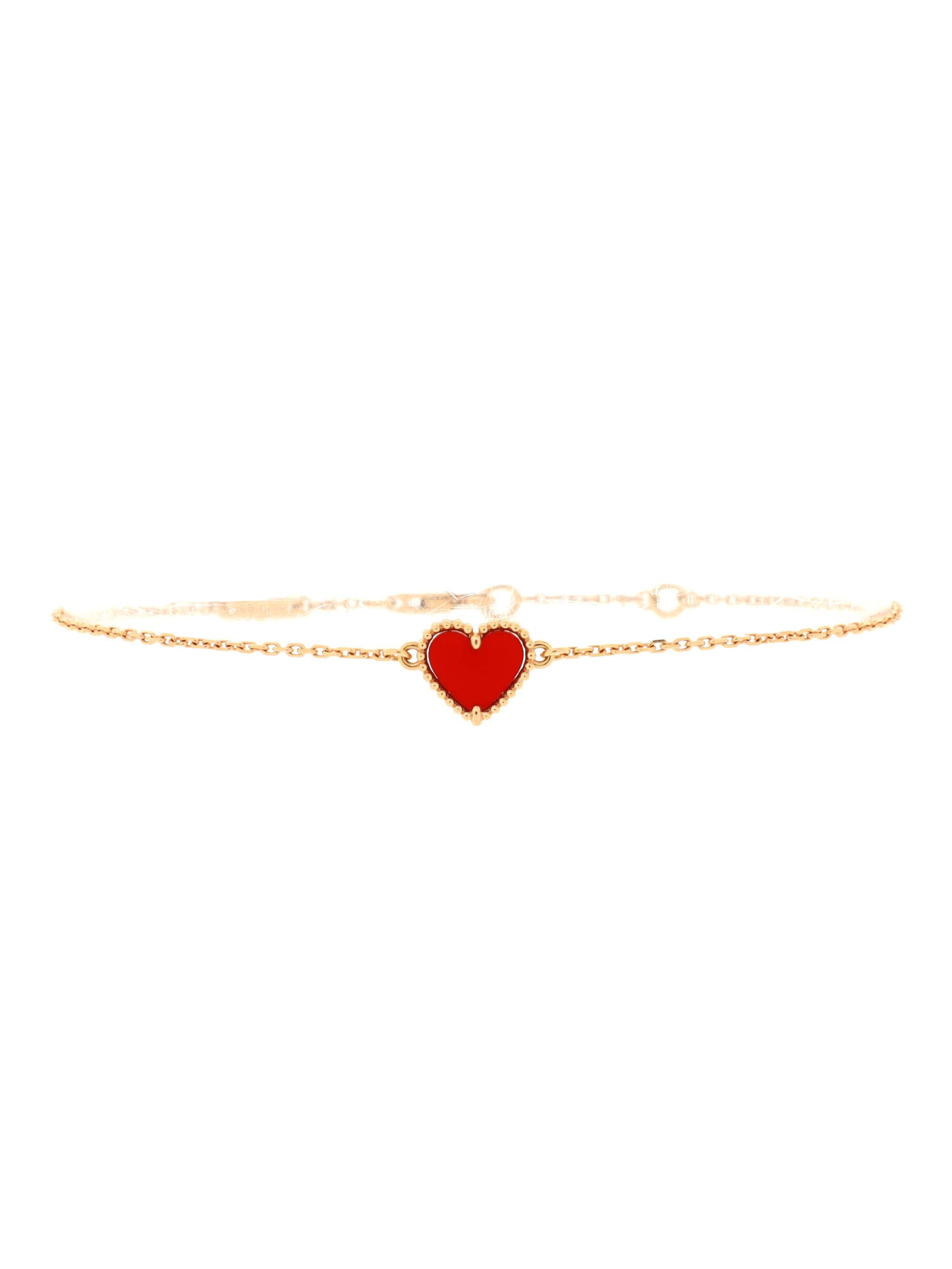 Van Cleef & Arpels 100% 18k Rose Gold Sweet Alhambra Heart Bracelet 18K ...