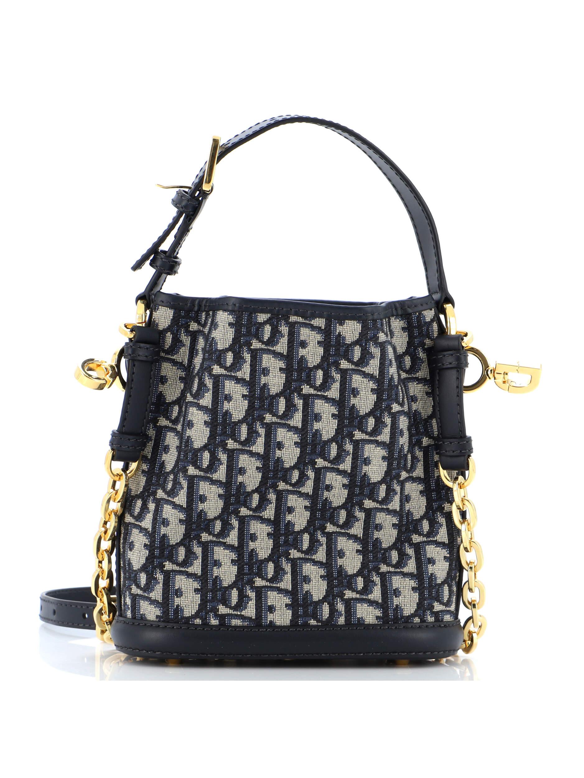 Christian Dior 100% Canvas Plain Blue C'est Convertible Bucket Bag ...