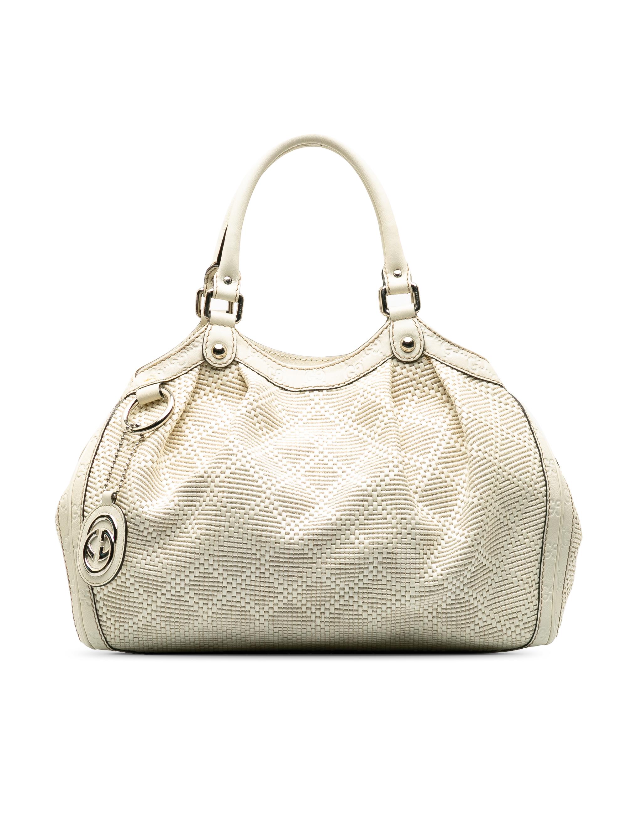 Gucci 100% Raffia White Raffia Diamante and Guccissima Sukey Tote One ...