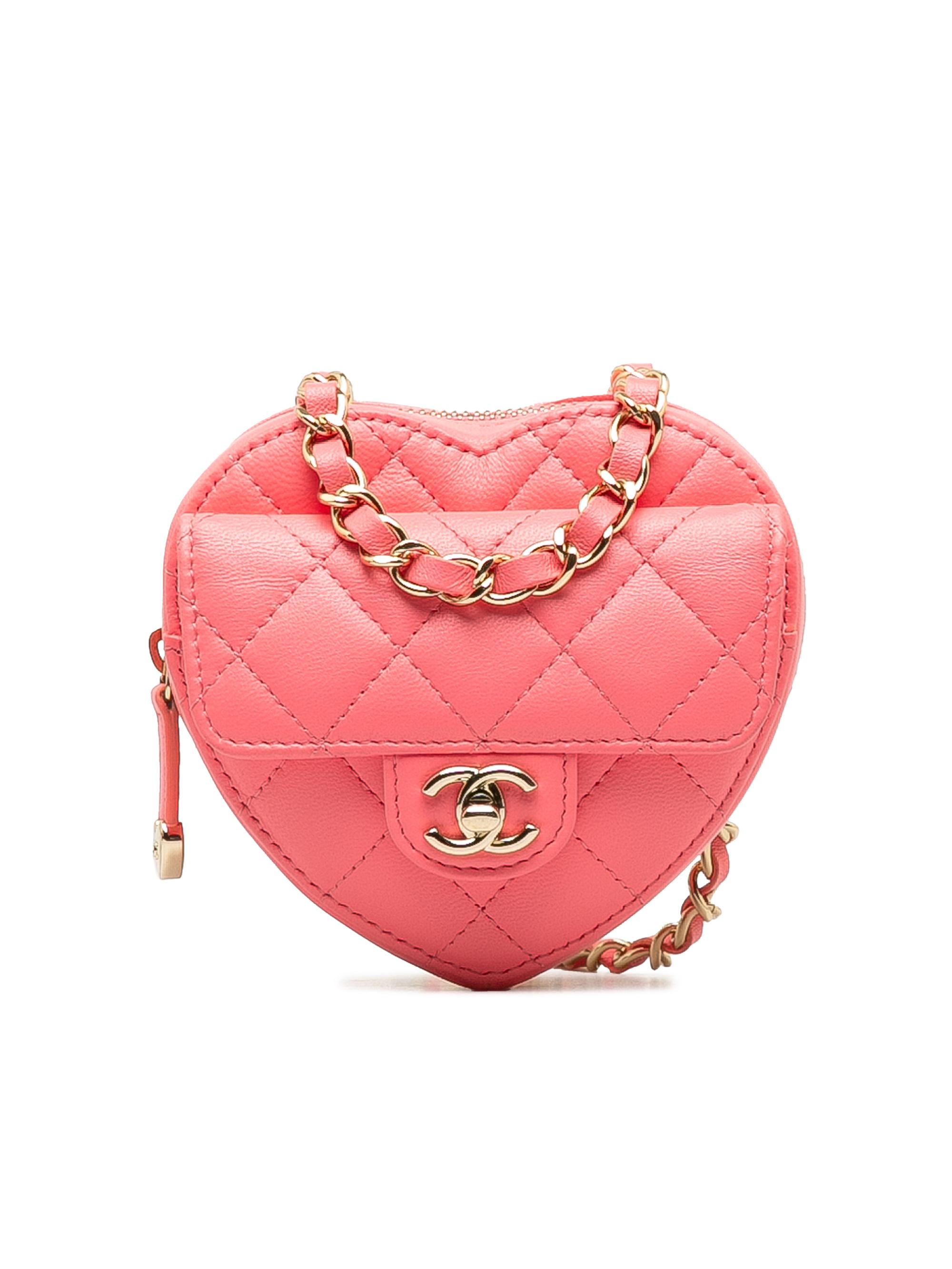 Chanel 100% Leather Pink Mini CC in Love Heart Crossbody Bag One Size ...