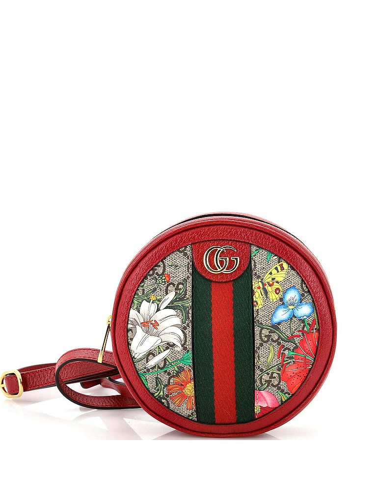 Gucci 100% Coatead Canvas Red Ophidia Round Backpack Flora GG Coated ...