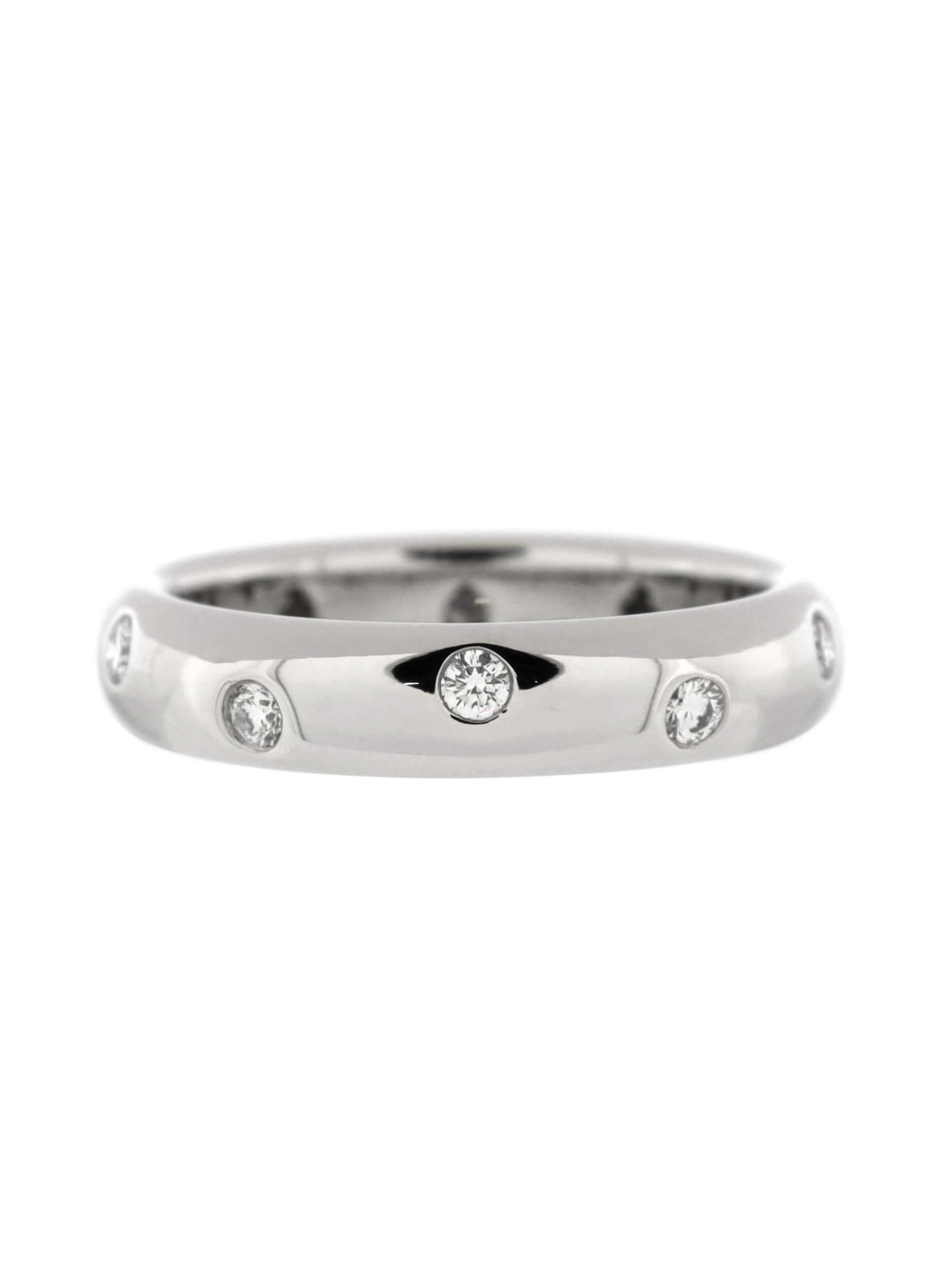 Tiffany & Co. 100% Platinum (pt950) Etoile Band Ring Platinum with Diamonds 4mm One Size - 16% ...