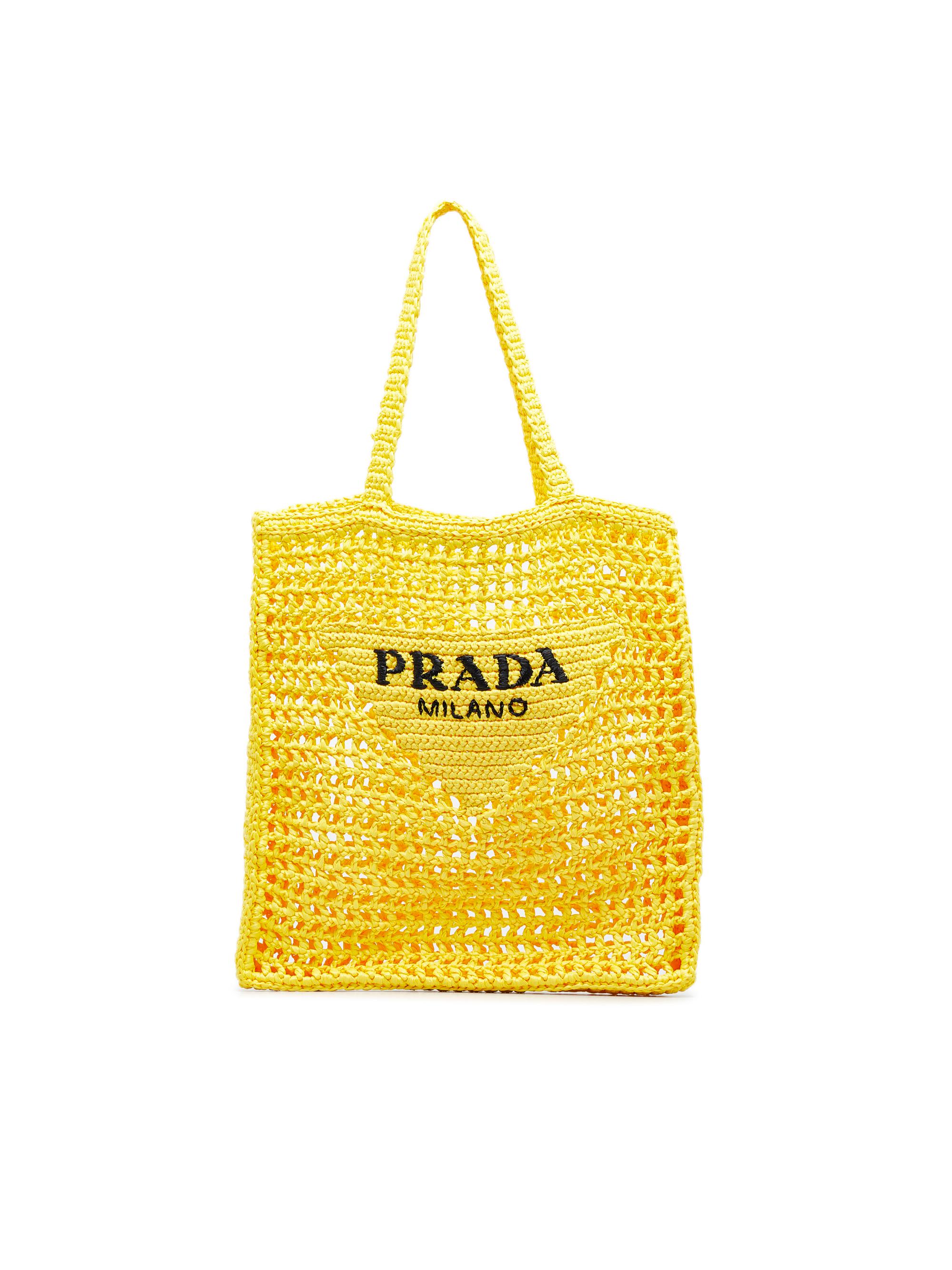 Prada 100% Raffia Yellow Raffia Logo Tote One Size - 17% off | ThredUp