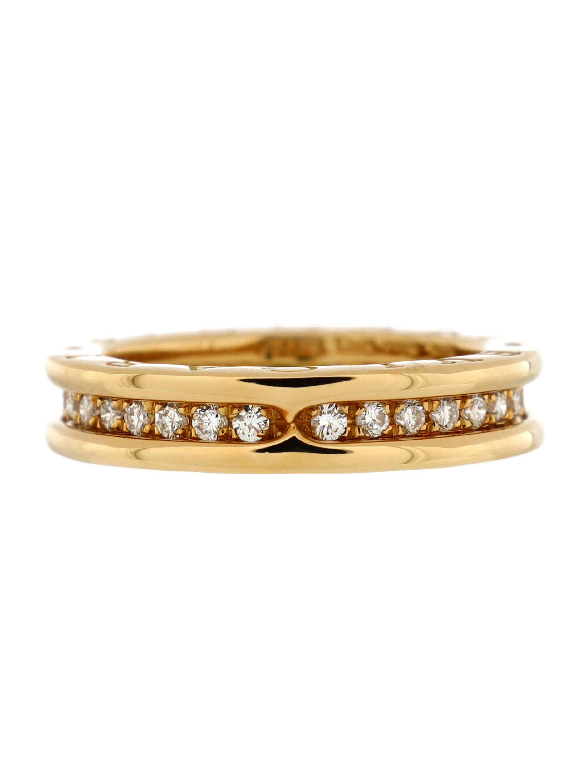 Bvlgari 100% 18k Yellow Gold Yellow B.Zero1 One Band Ring 18K Yellow Gold and Diamonds One Size ...