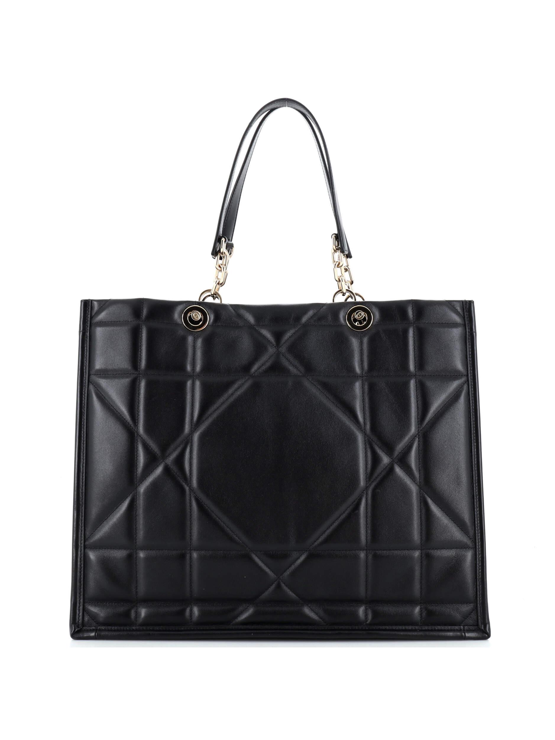 Christian Dior 100% Leather Black Essential Tote Archicannage Quilt ...