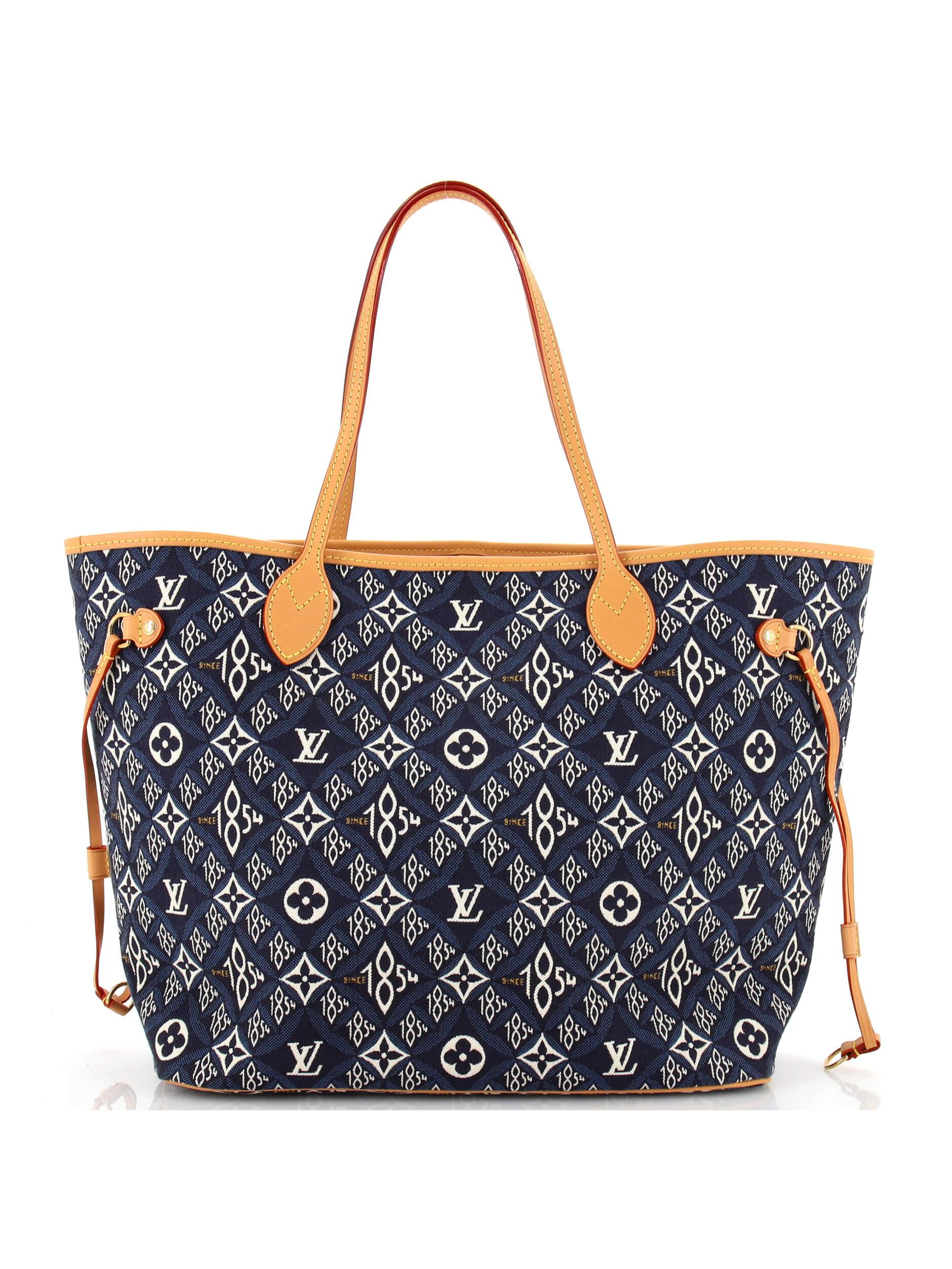 Louis Vuitton 100% Cotton Blue Neverfull NM Tote Limited Edition Since 1854 Monogram Jacquard MM ...