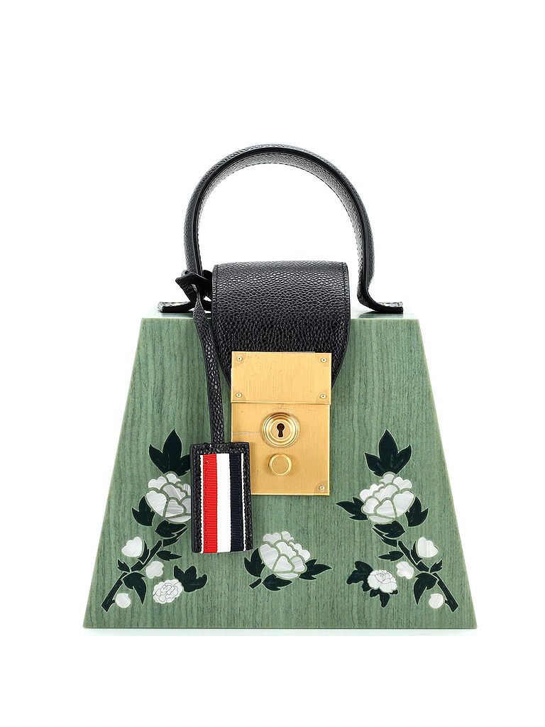 Thom Browne Green Mrs.Thom Box Bag Leather with Resin and Mother of ...