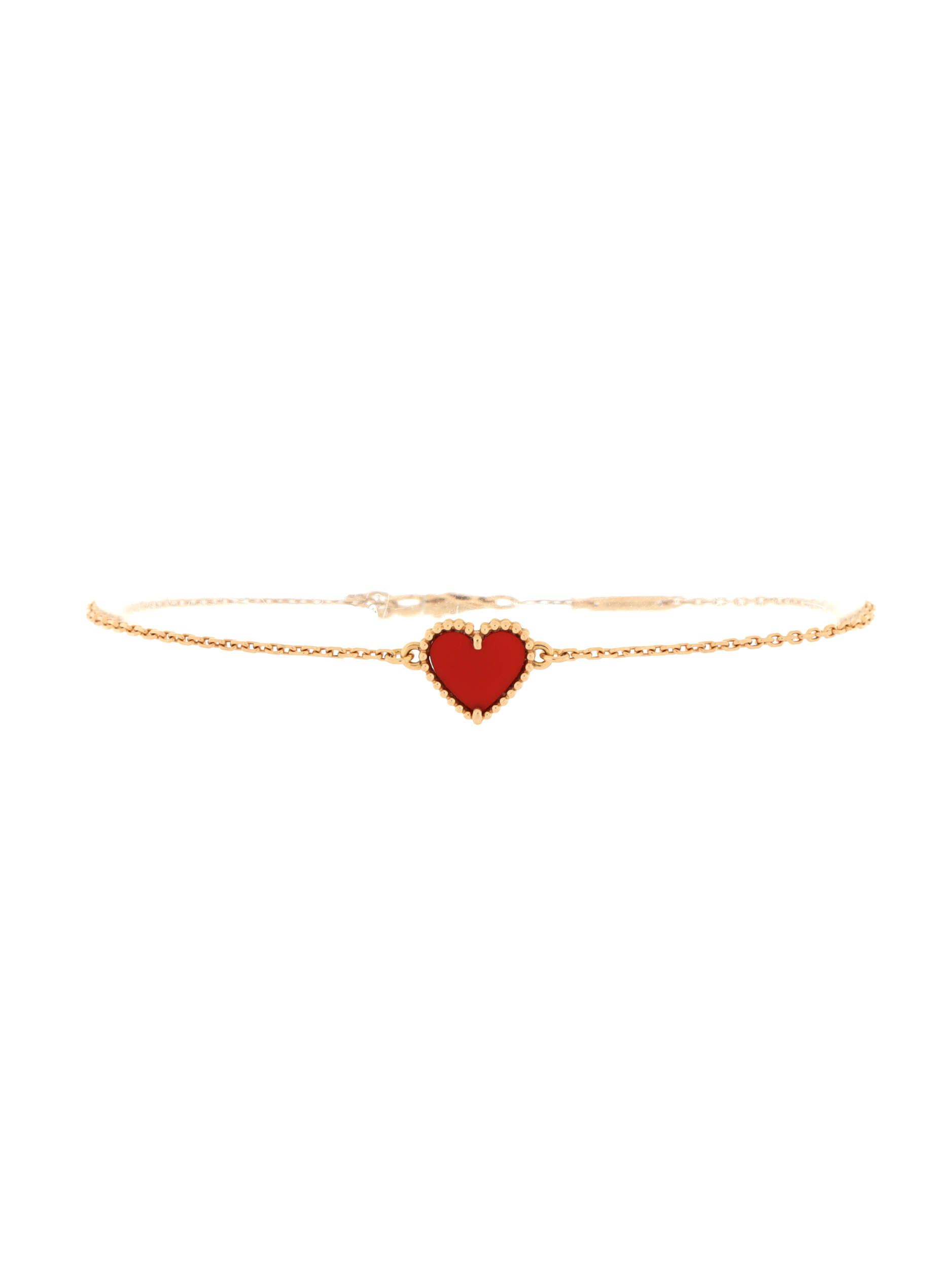 Van Cleef & Arpels 100% 18k Rose Gold Sweet Alhambra Heart Bracelet 18K ...