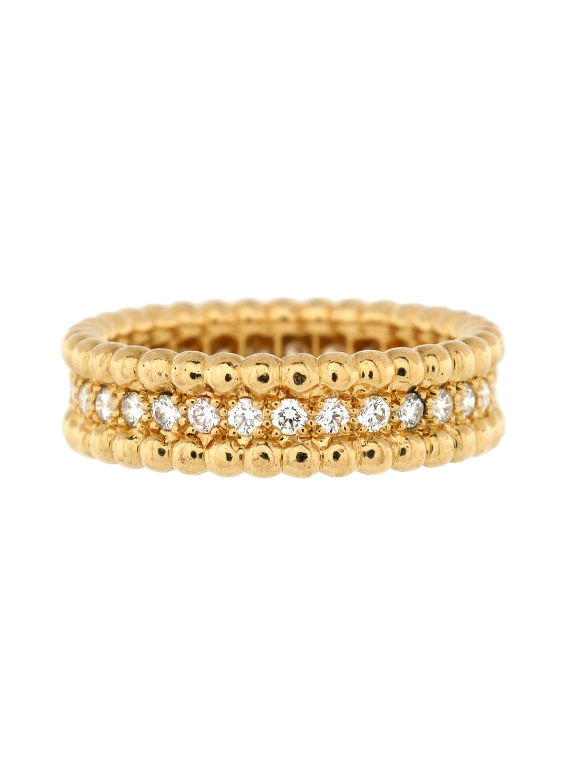 Van Cleef & Arpels 100% 18k Yellow Gold Yellow Perlee 1 Row Band Ring 18K Yellow Gold and ...