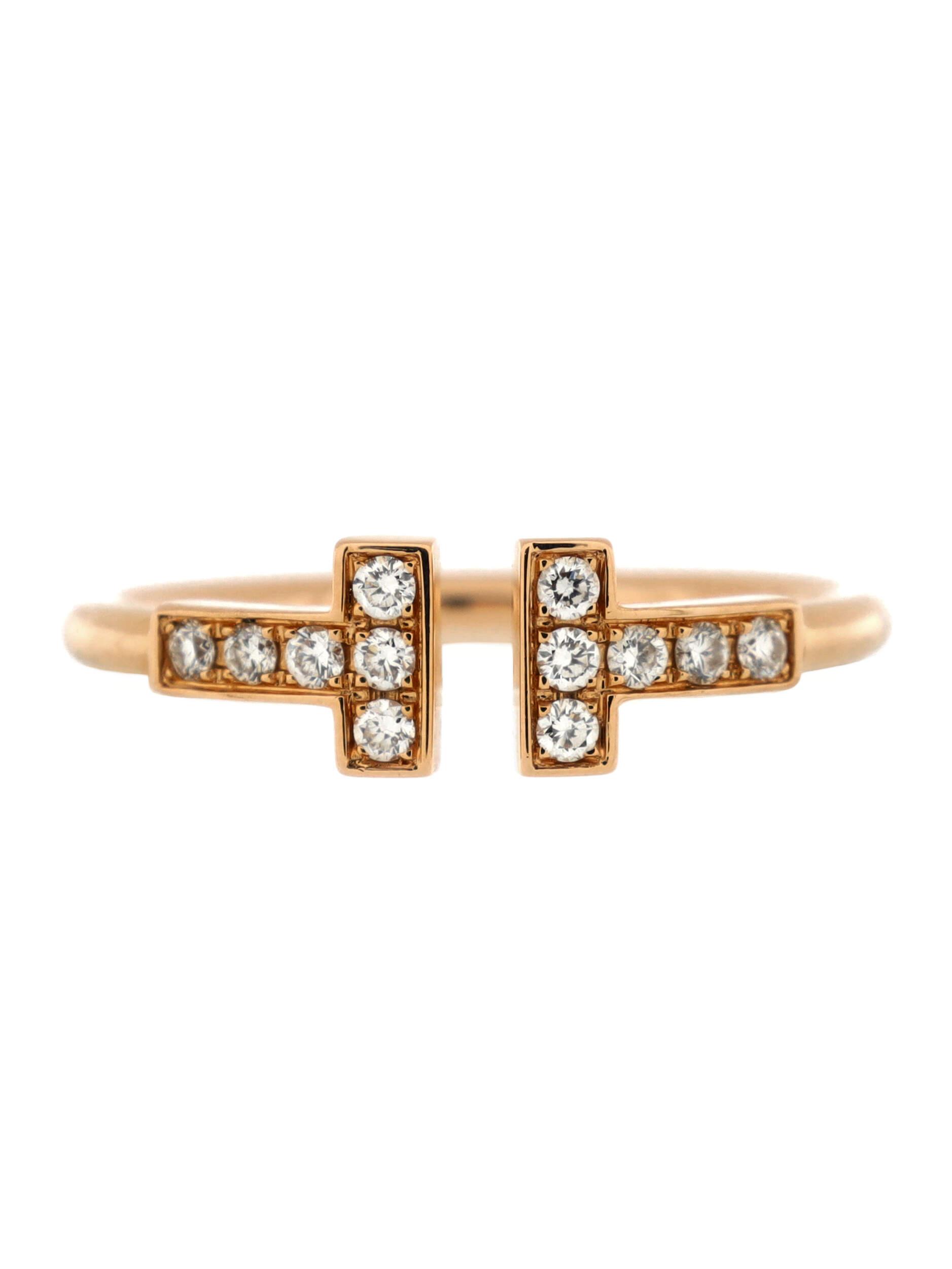 Tiffany & Co. 100% 18k Rose Gold T Wire Ring 18K Rose Gold with Diamonds One Size - 43% off ...