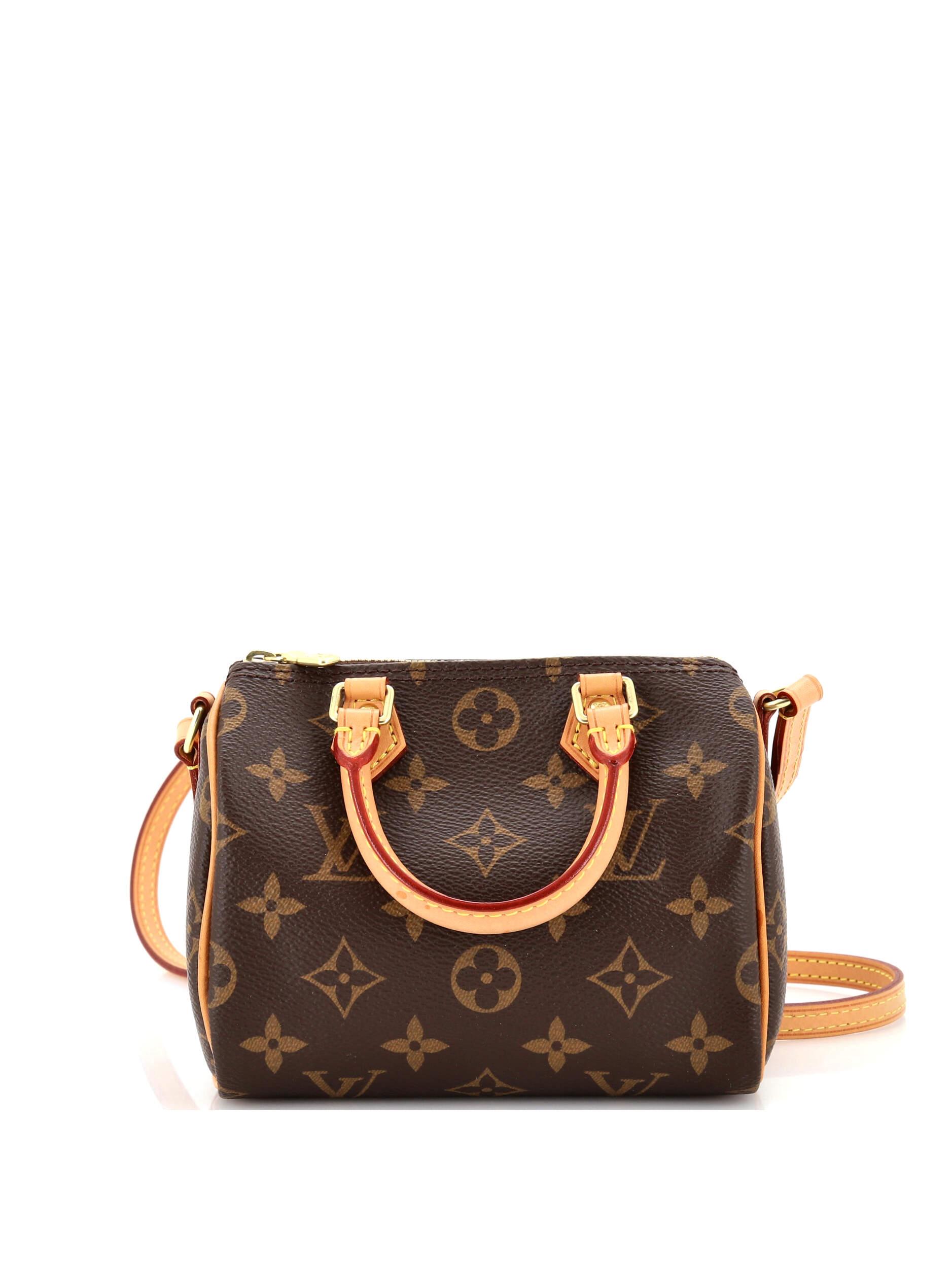 Louis Vuitton 100% Coatead Canvas Brown Speedy Bandouliere NM Bag Monogram Canvas Nano One Size ...
