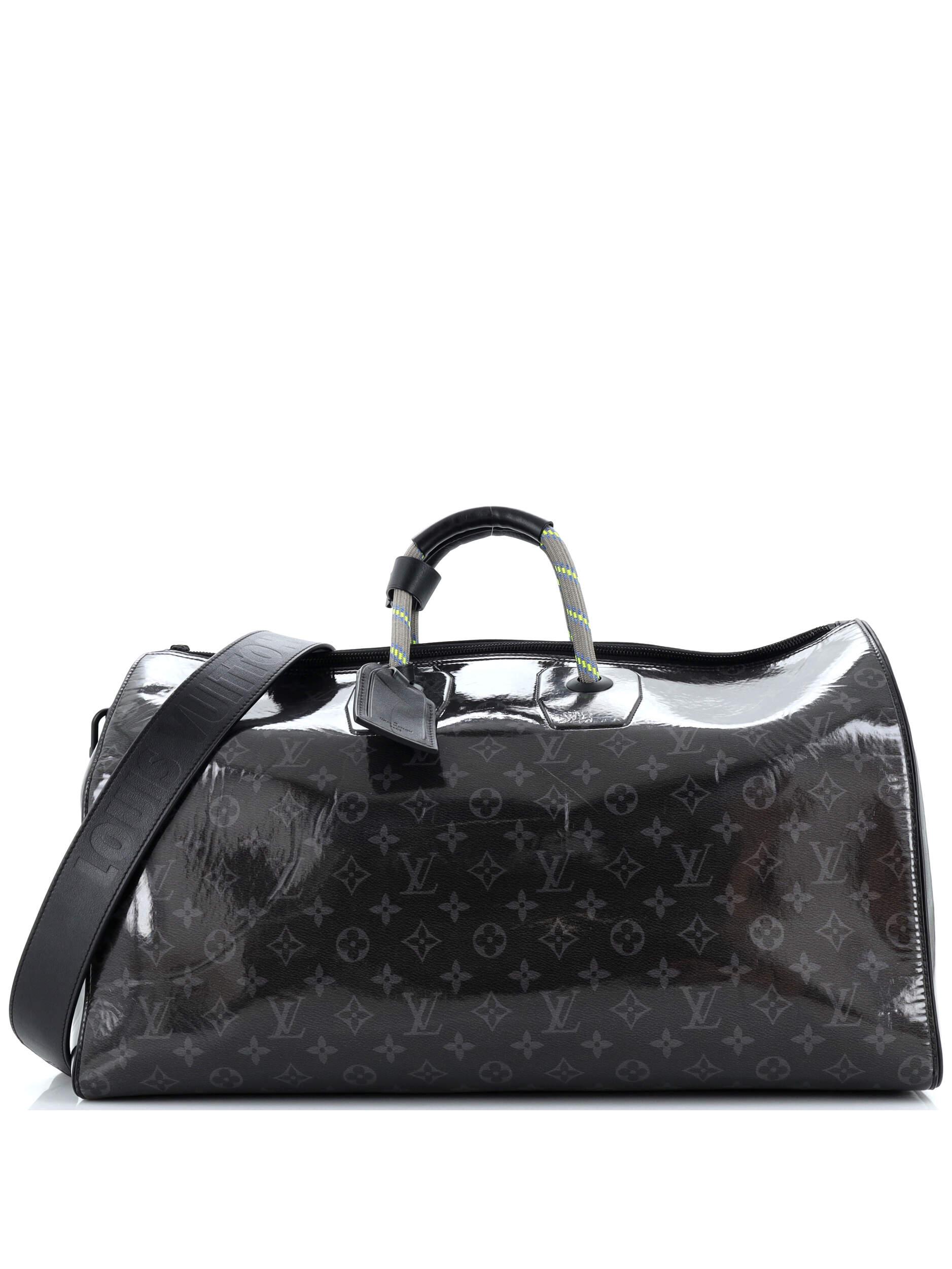 Louis Vuitton 100% Coatead Canvas Black Keepall Bandouliere Bag Limited Edition Monogram Eclipse ...