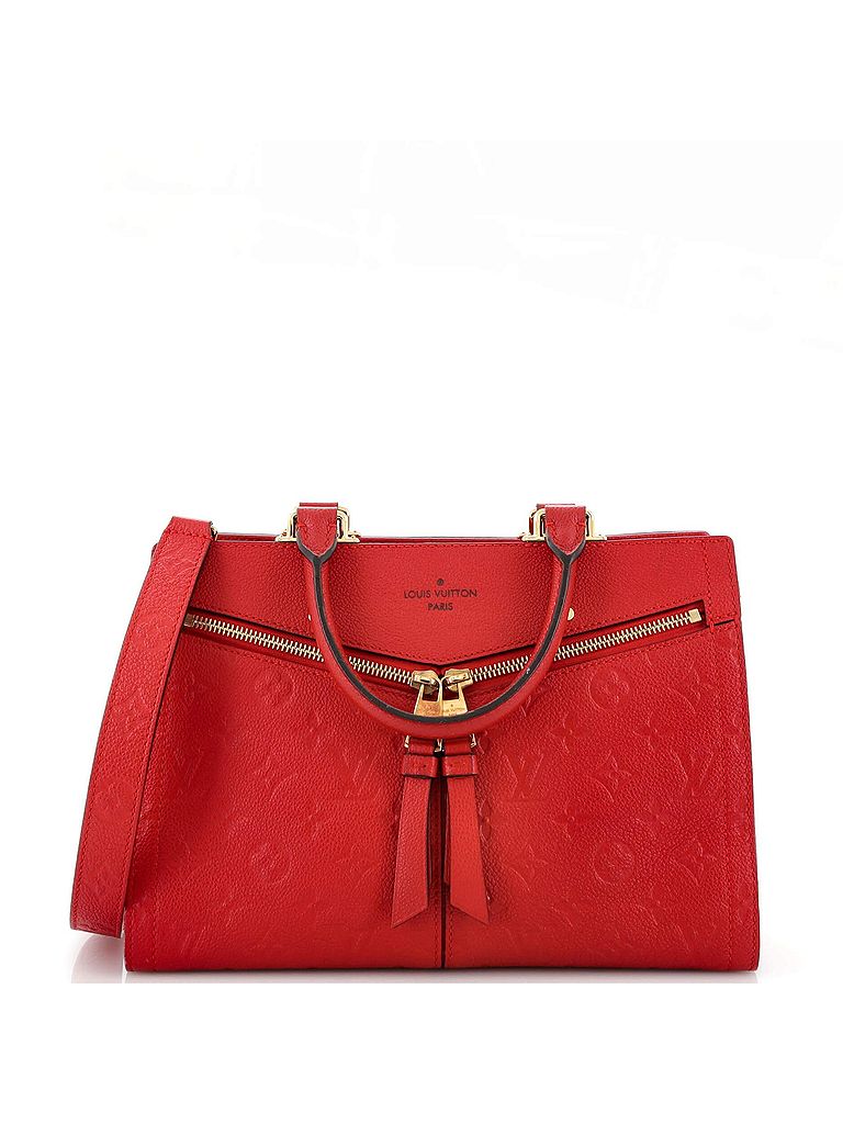 Louis Vuitton 100% Leather Red Sully Tote Monogram Empreinte Leather PM ...