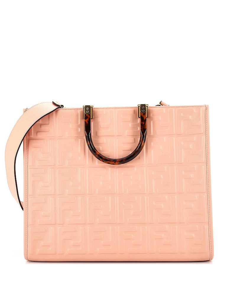 Fendi 100% Leather Pink Sunshine Shopper Tote Zucca Embossed Leather ... Fendi 100% Leather Pink Sunshine Shopper Tote Zucca Embossed Leather ...