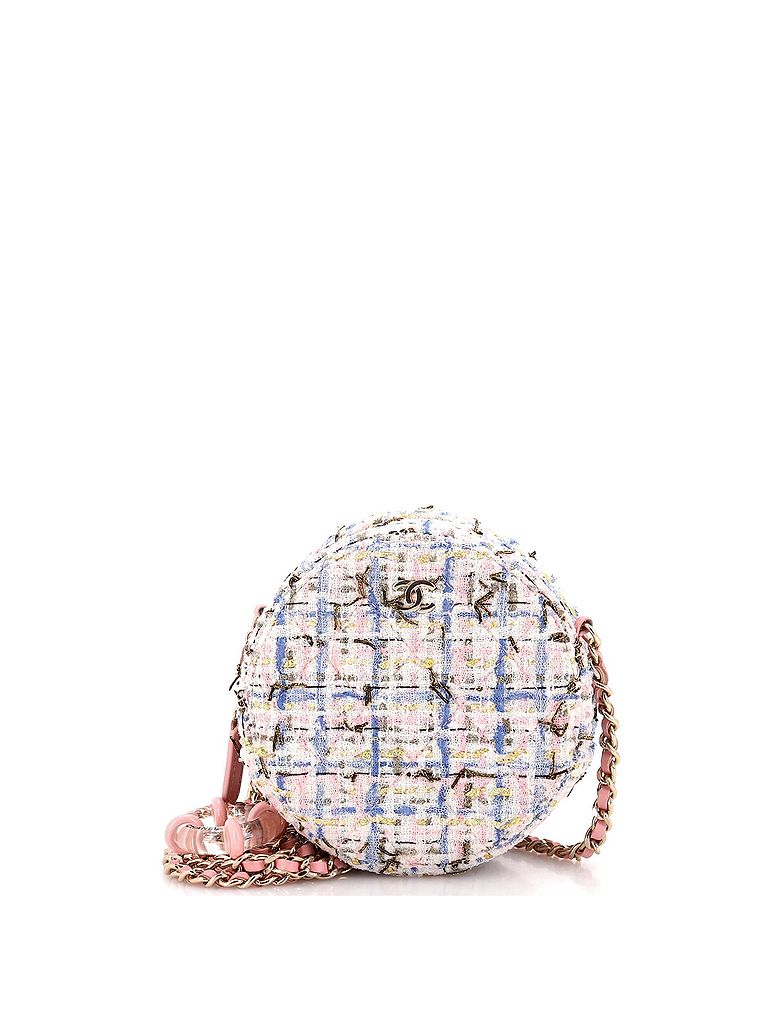 Chanel 100% Tweed Multi Color Lifesaver Round Clutch with Chain Quilted ...
