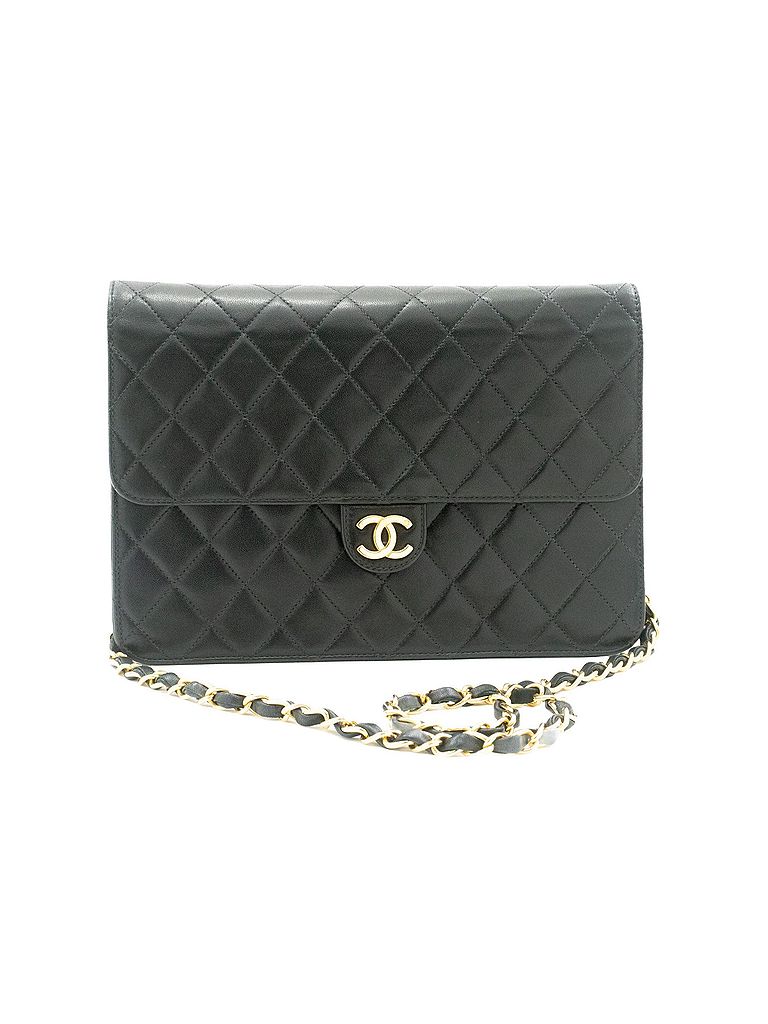 Chanel 100% Leather Solid Black Wallet On Chain Black Leather Shoulder ...