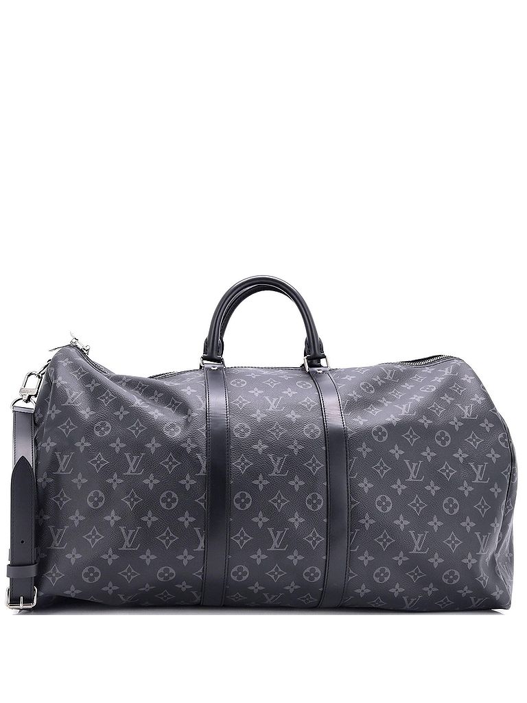 Louis Vuitton 100% Leather Black Keepall Bandouliere Bag Monogram Eclipse Canvas 55 One Size ...