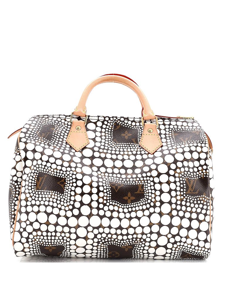 Louis Vuitton 100% Coatead Canvas Brown White Speedy Handbag Limited Edition Kusama Town ...