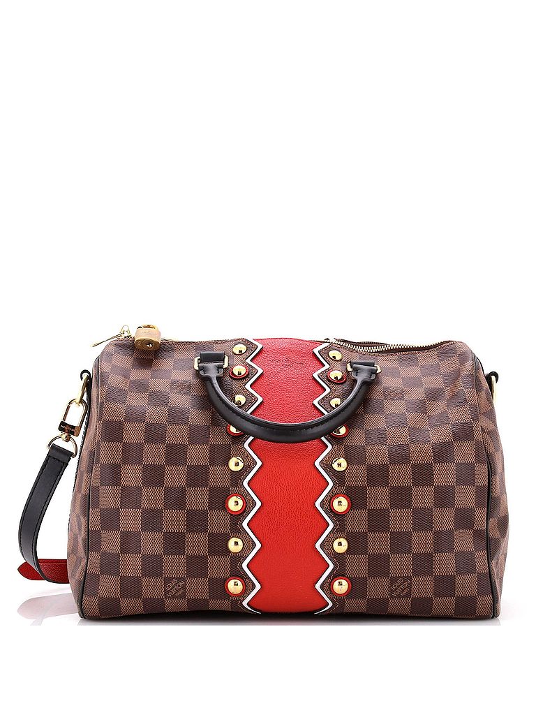 Louis Vuitton 100% Coatead Canvas Brown Speedy Bandouliere Bag Limited Edition Damier Karakoram ...