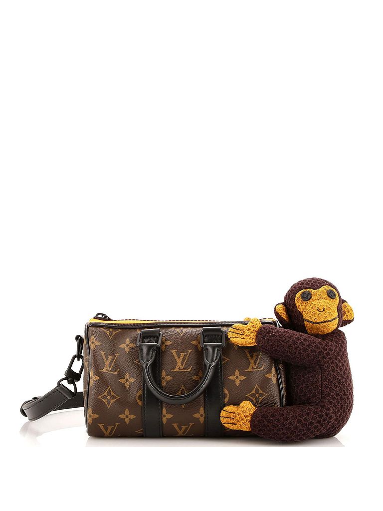 Louis Vuitton 100% Coatead Canvas Brown Keepall Bandouliere Bag Monogram Canvas with LV Friends ...