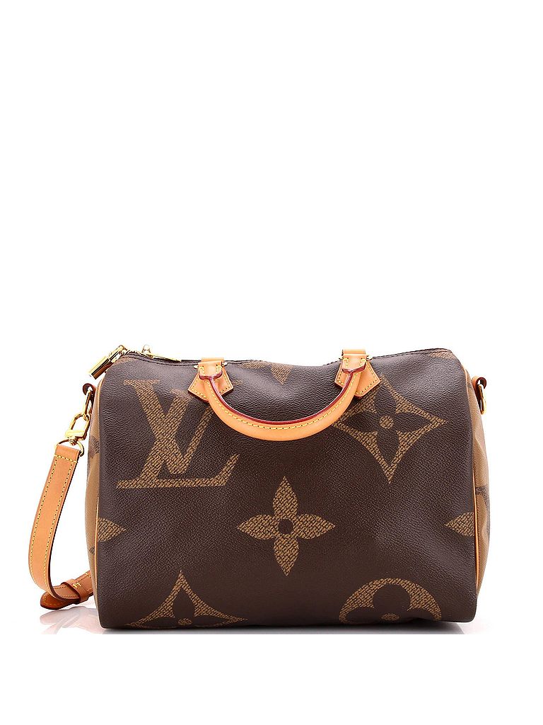 Louis Vuitton 100% Coatead Canvas Brown Speedy Bandouliere Bag Reverse Monogram Giant 30 One ...