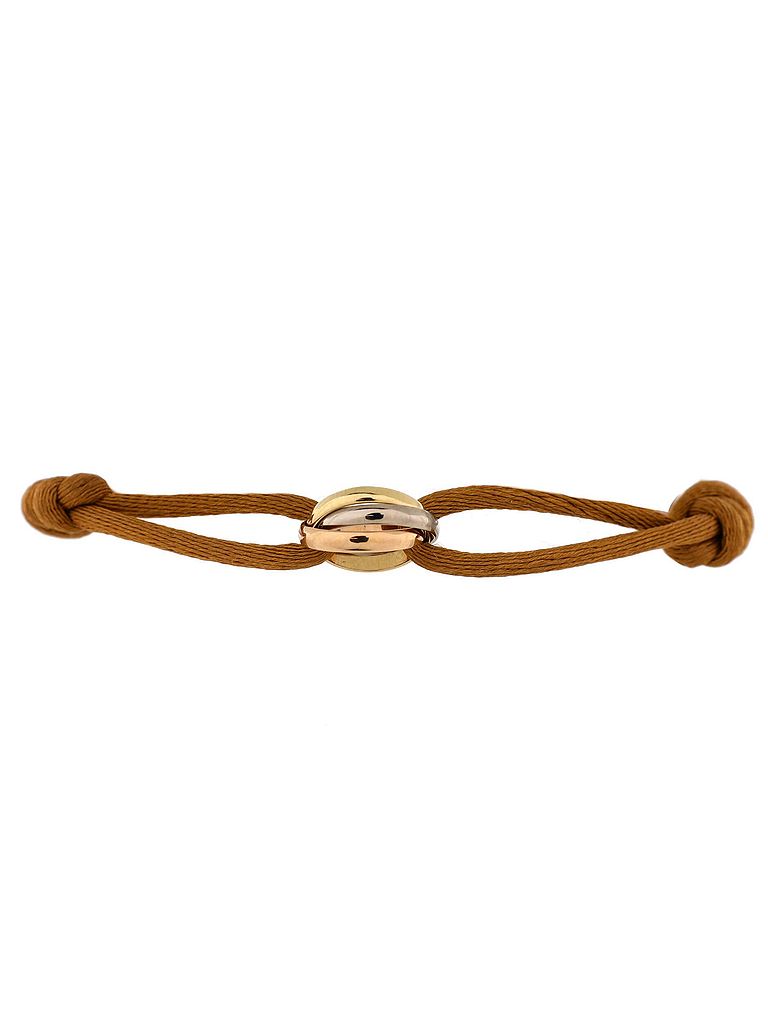 Cartier 100% 18k Tri Colored Gold Trinity On Cord Bracelet Silk Cord ...