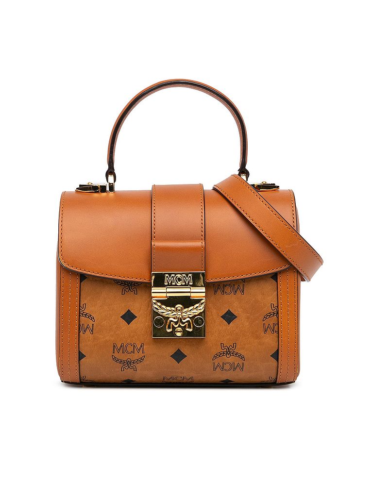 MCM 100% Coated Canvas Brown Visetos Coated Canvas Tracy Satchel One ...