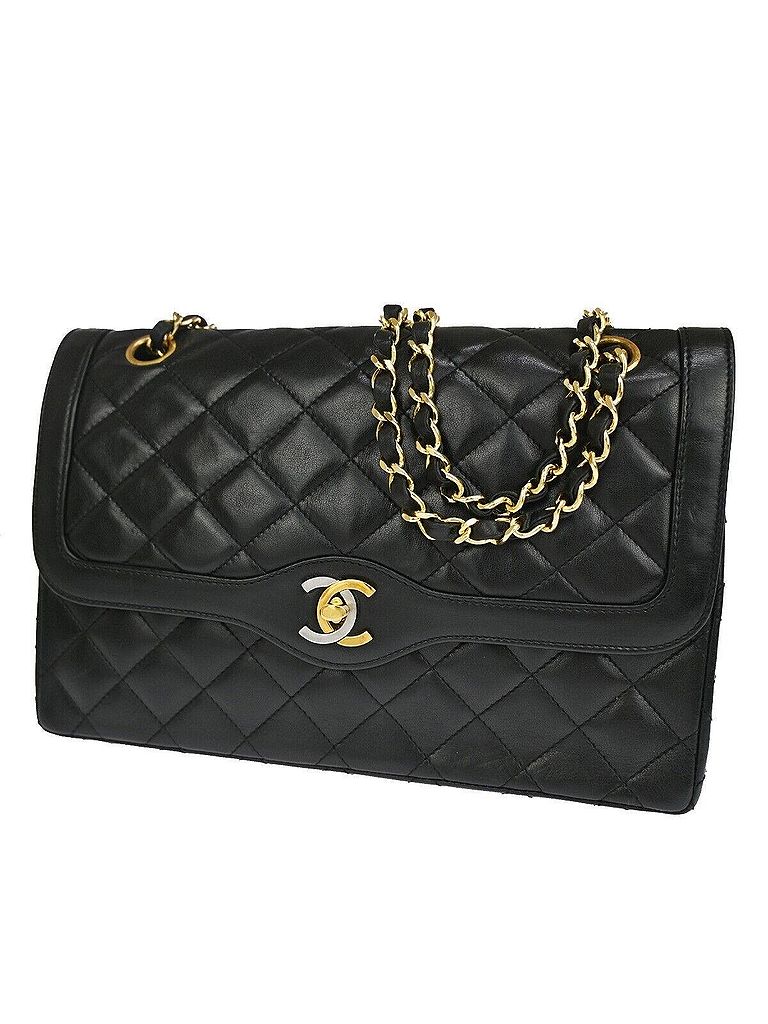 Chanel 100% Leather Solid Black Timeless Black Leather Shoulder Bag One ...