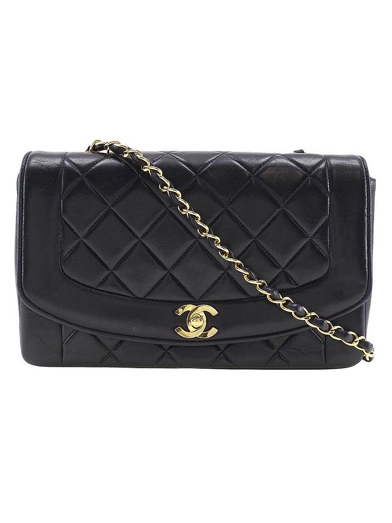Chanel 100% Leather Solid Black Diana Black Leather Shoulder Bag One ...