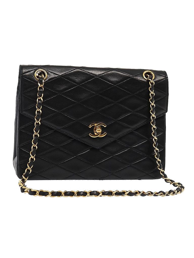 Chanel 100% Leather Solid Black Matelassé Black Leather Shoulder Bag ...