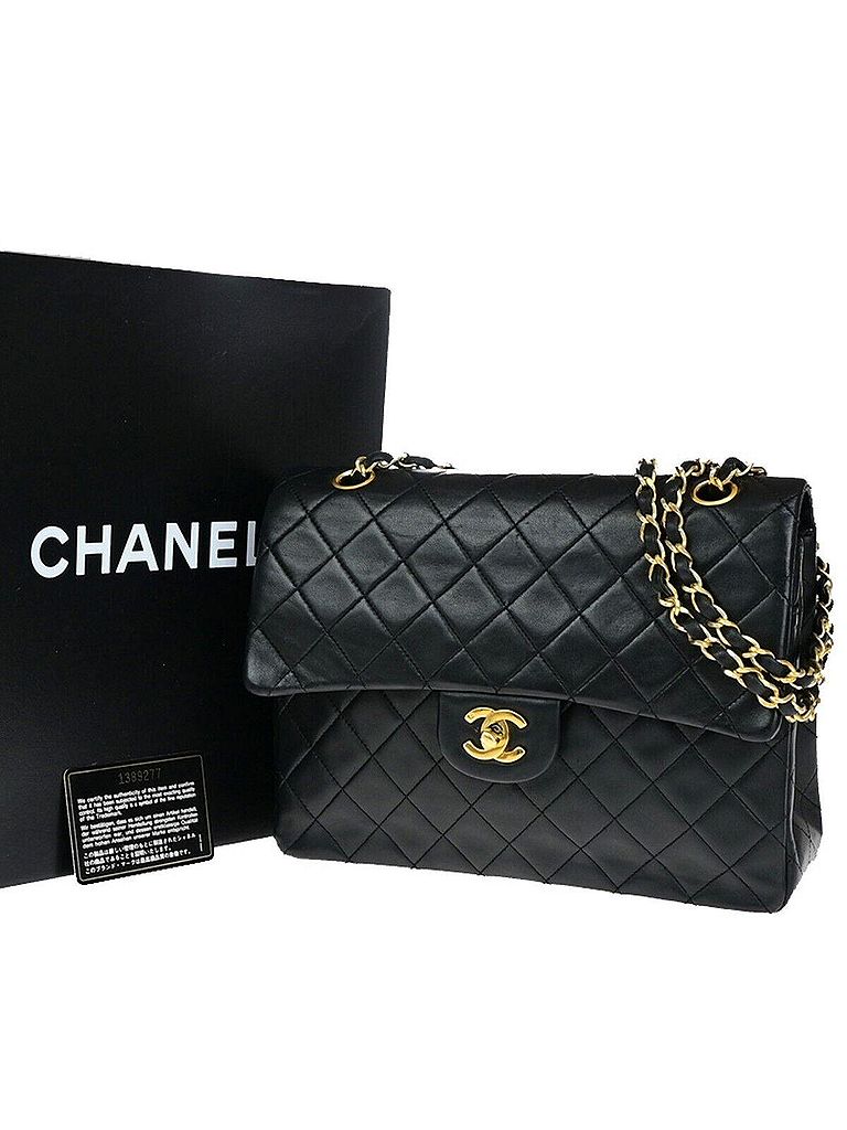 Chanel 100% Leather Solid Black Timeless Black Leather Shoulder Bag One ...