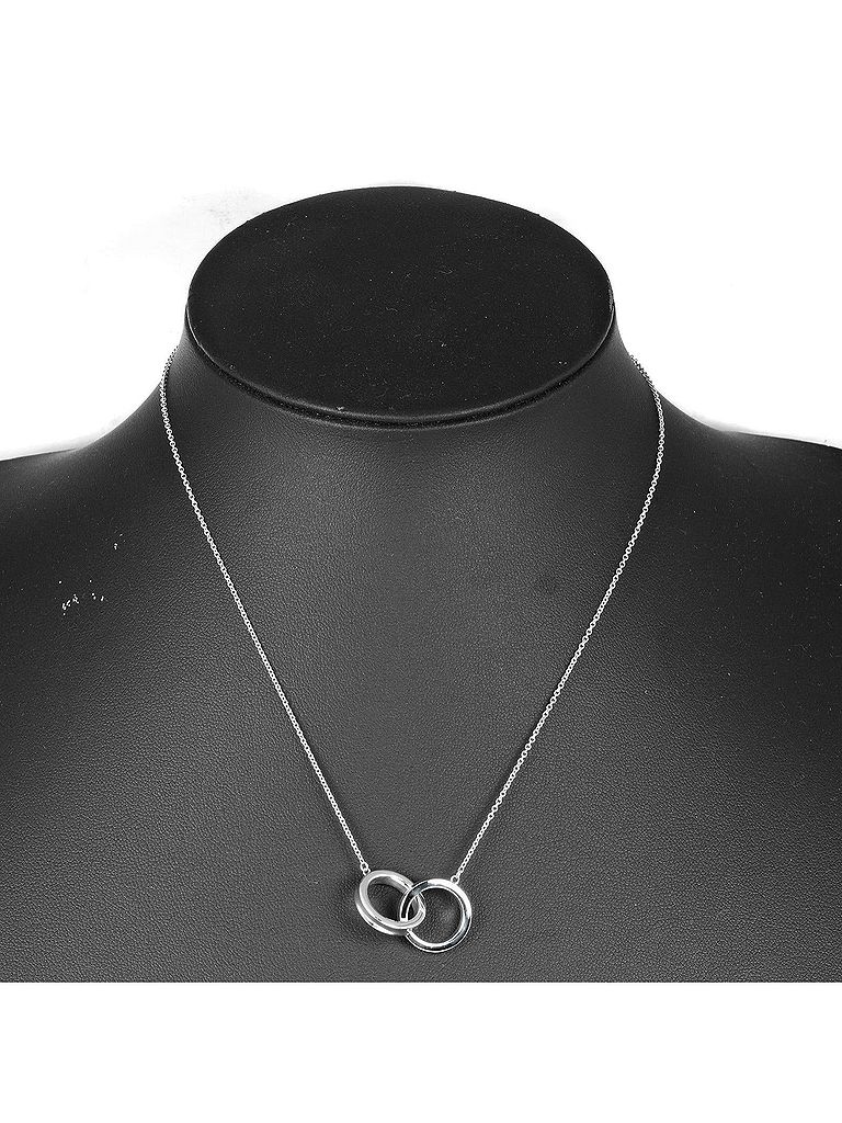 Tiffany & Co. 100% Sterling Silver Solid Silver Toned 1837 Interlocking Silver Silver Necklace ...