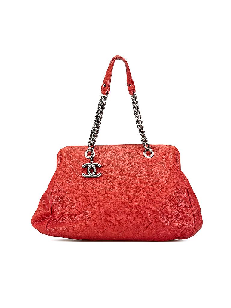 Chanel 100% Leather Red Medium Quilted Caviar Frame Tote One size - 26% ...