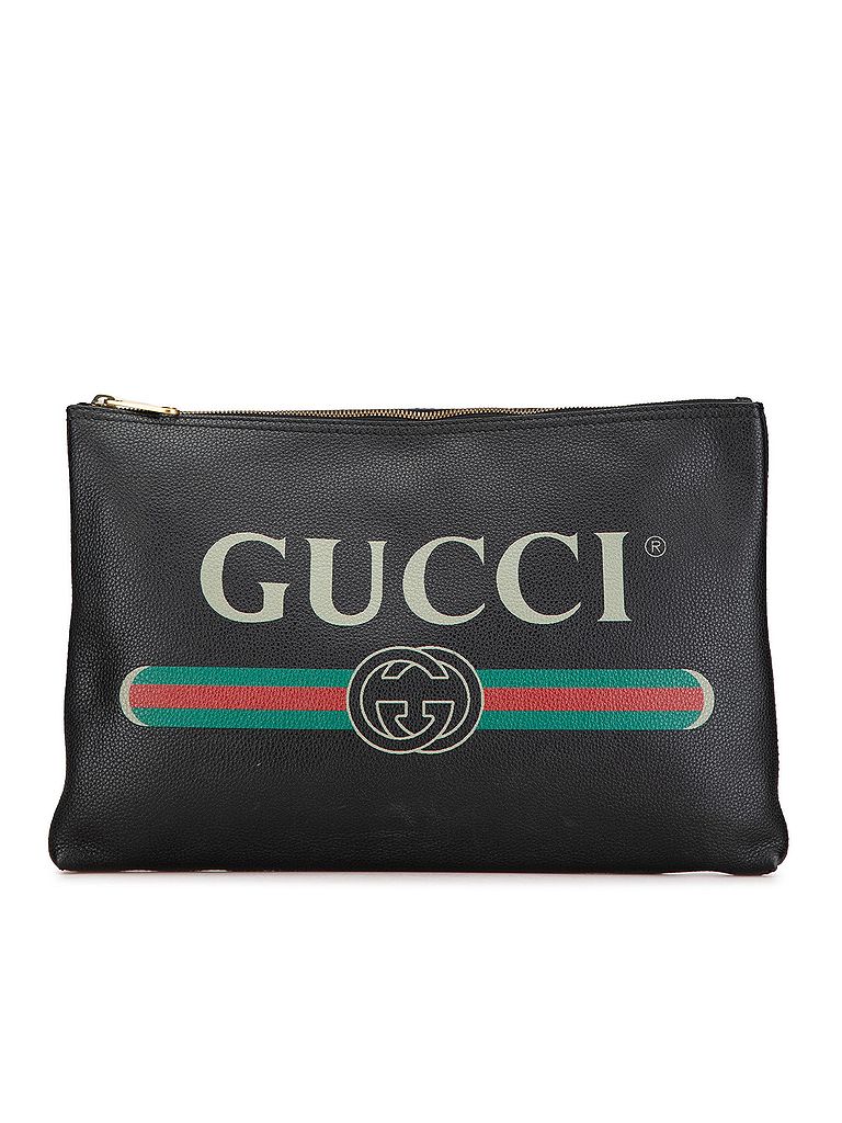 Gucci 100% Leather Black Leather Gucci Logo Clutch Bag One size - 40% ...