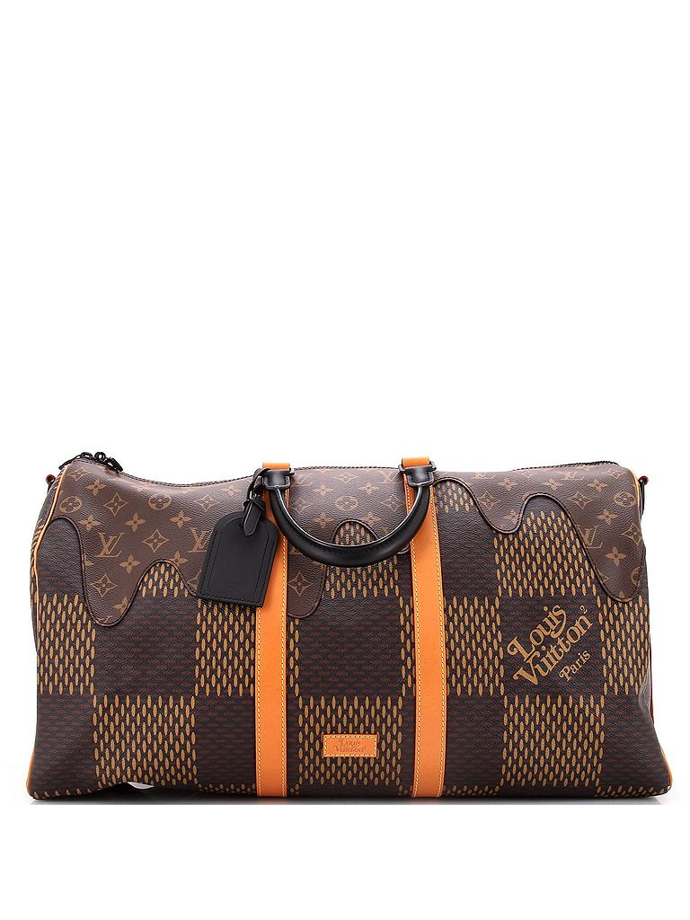 Louis Vuitton 100% Coatead Canvas Brown Nigo Keepall Bandouliere Bag Limited Edition Giant ...